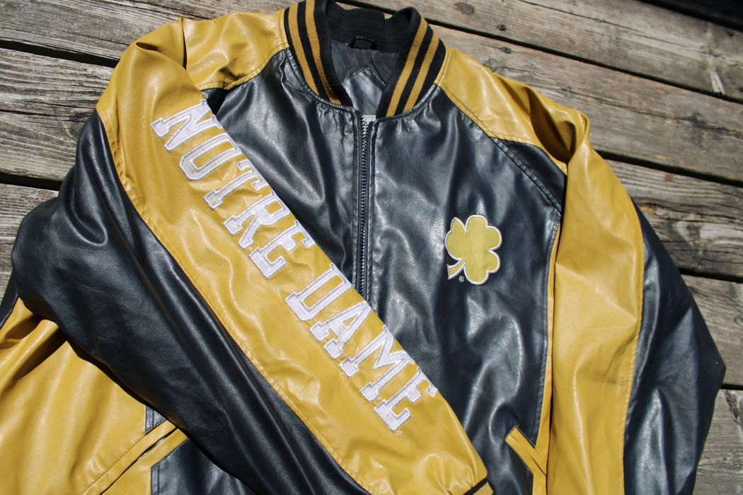 Vintage Vintage Notre Dame Leather Jacket / 90s NCAA | Grailed