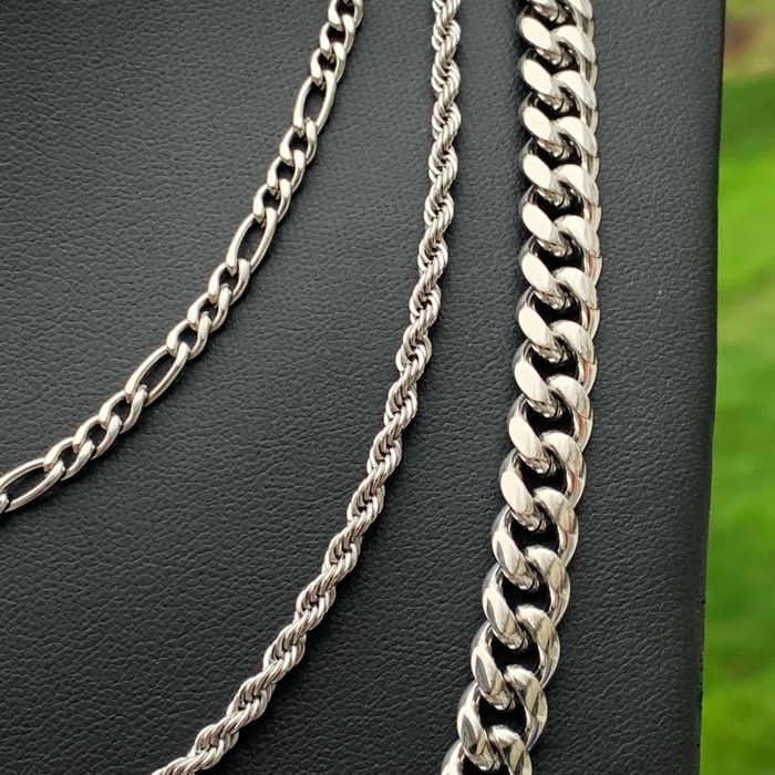 Streetwear Rope/Cuban/Figaro Chain 3 piece SET Silver | Grailed