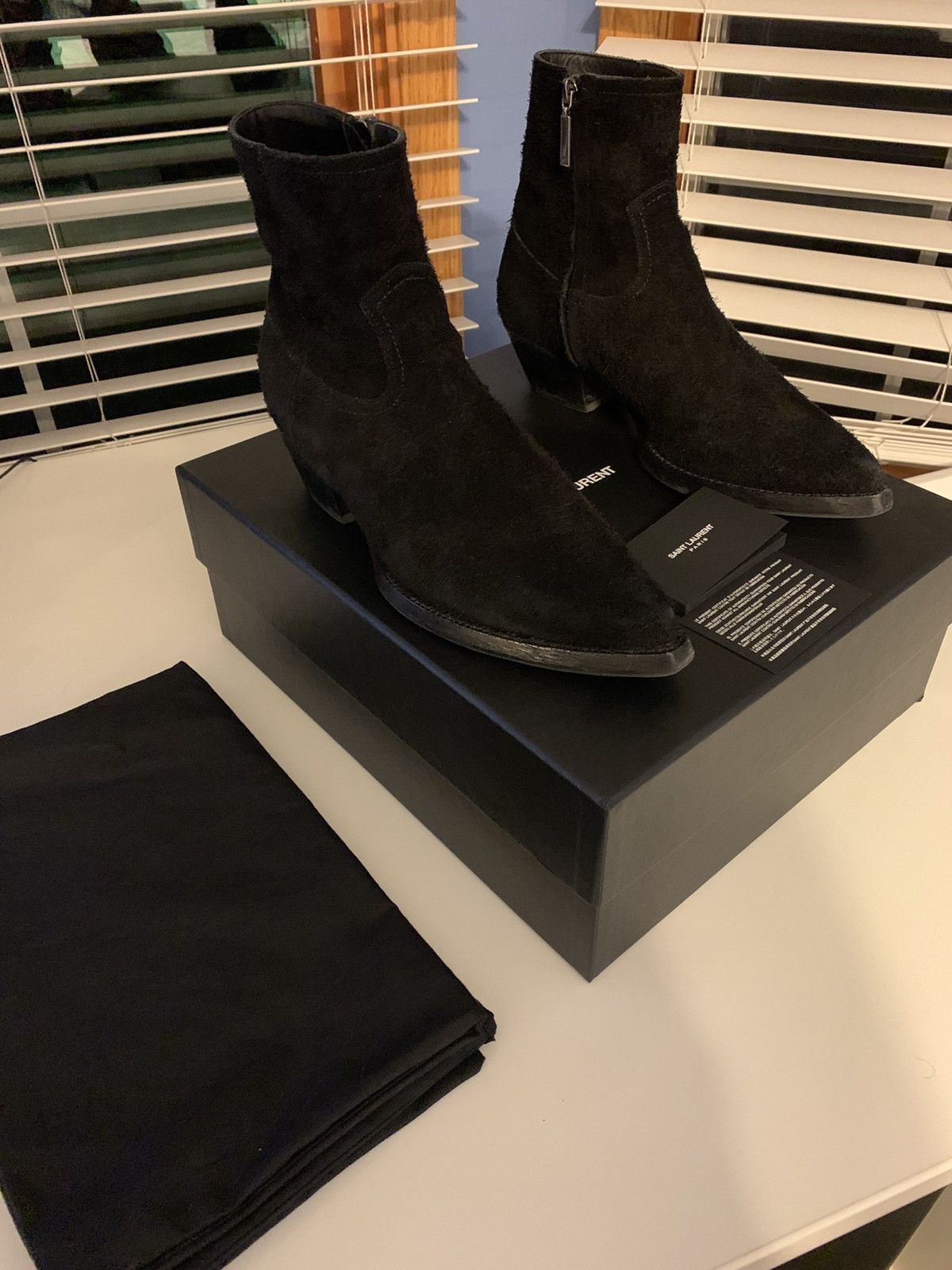 Saint Laurent Paris LAST DROP SLP Black Suede Lukas Boots 41 With All ...