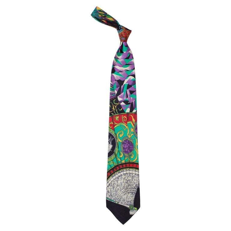 Versace 1990S Gianni Versace Art Deco Fan Print Tie | Grailed