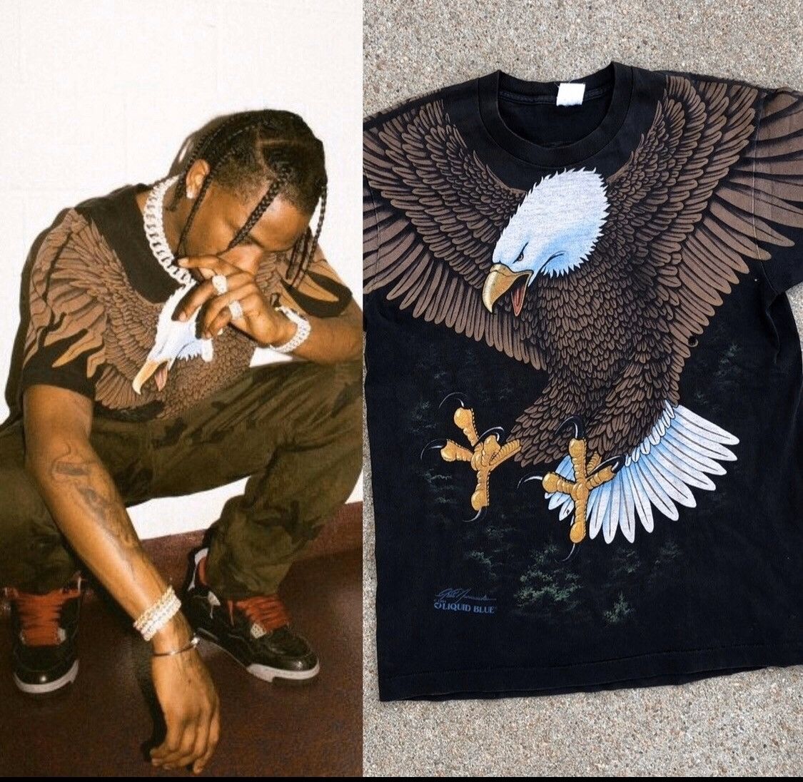 Playboi Carti × Travis Scott × Vintage Vintage travis scott eagle tee ...