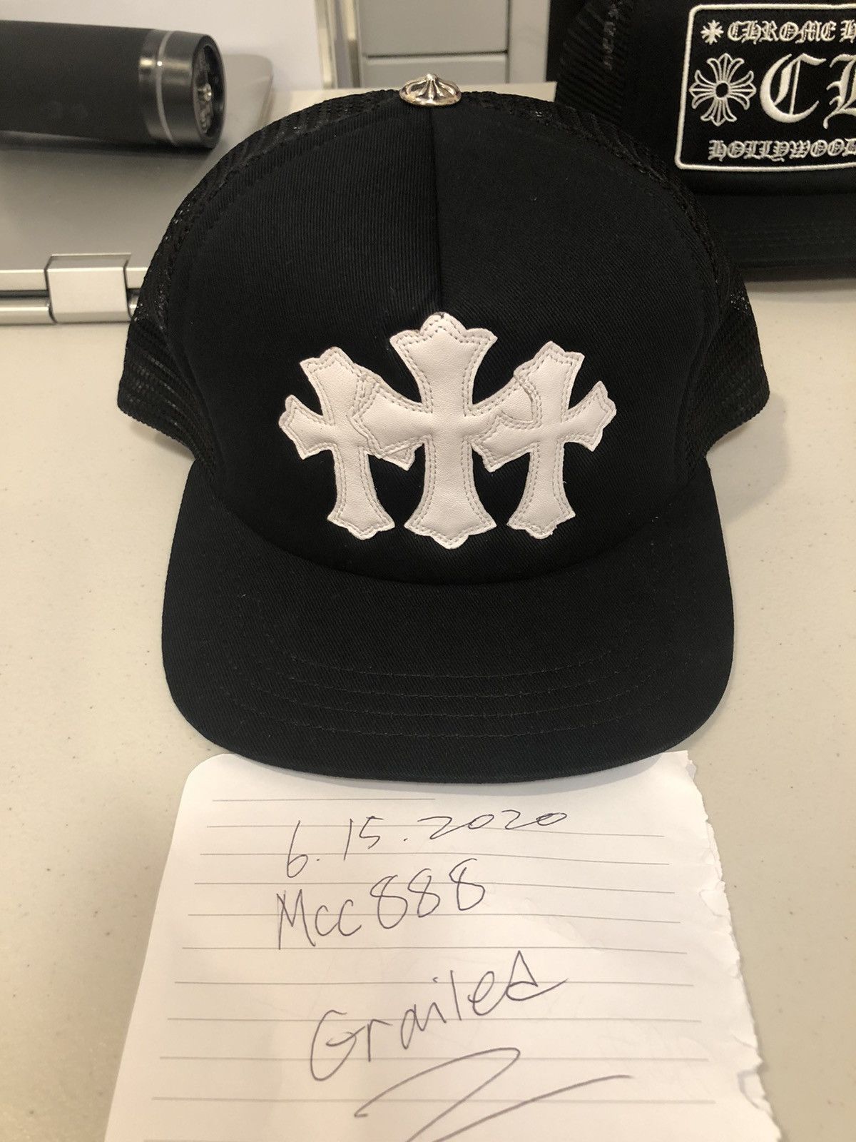 Chrome Hearts Chrome hearts three cross trucker hat | Grailed