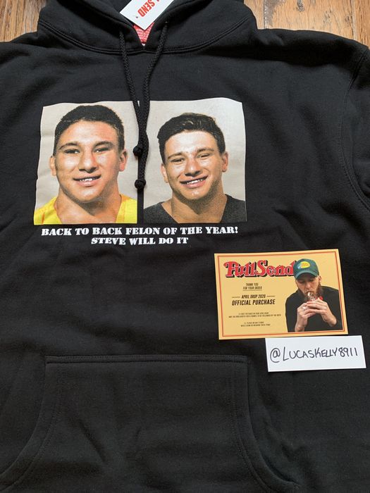 Full Send by Nelk Boys STEVEWILLDOIT Double Mugshot Hoodie Black - L ...