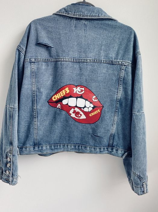 Custom Women’s custom KC chiefs denim jacket | Grailed