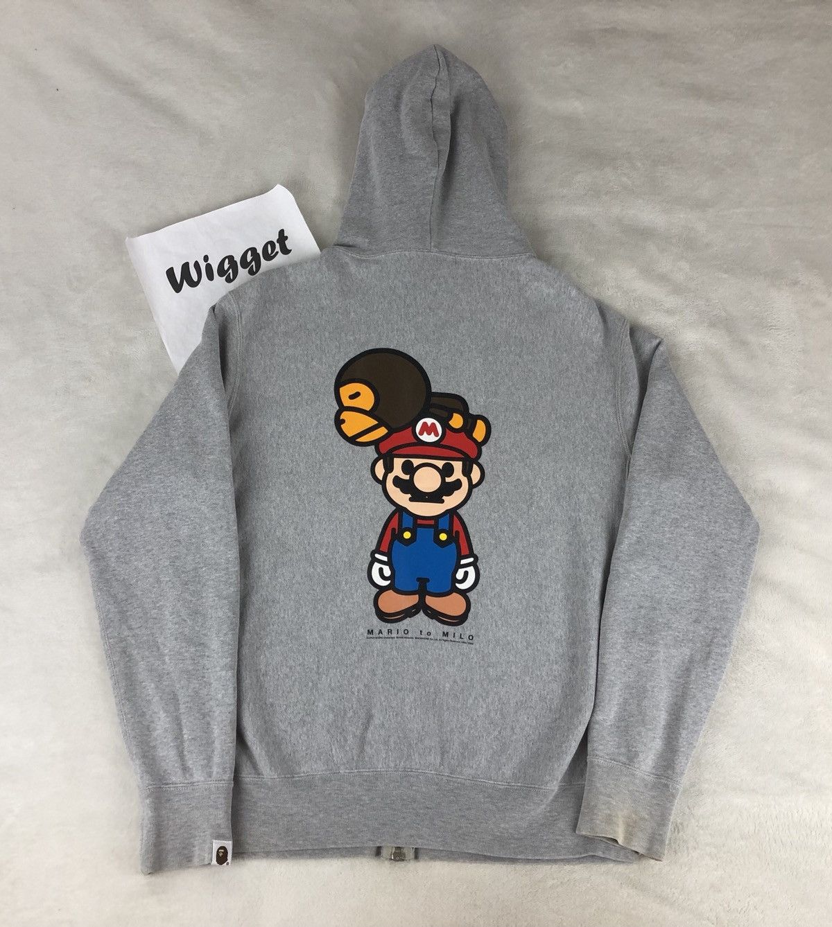 Bape Bape bathing ape 2008 Mario Ninendo colab hoodie zip gray | Grailed
