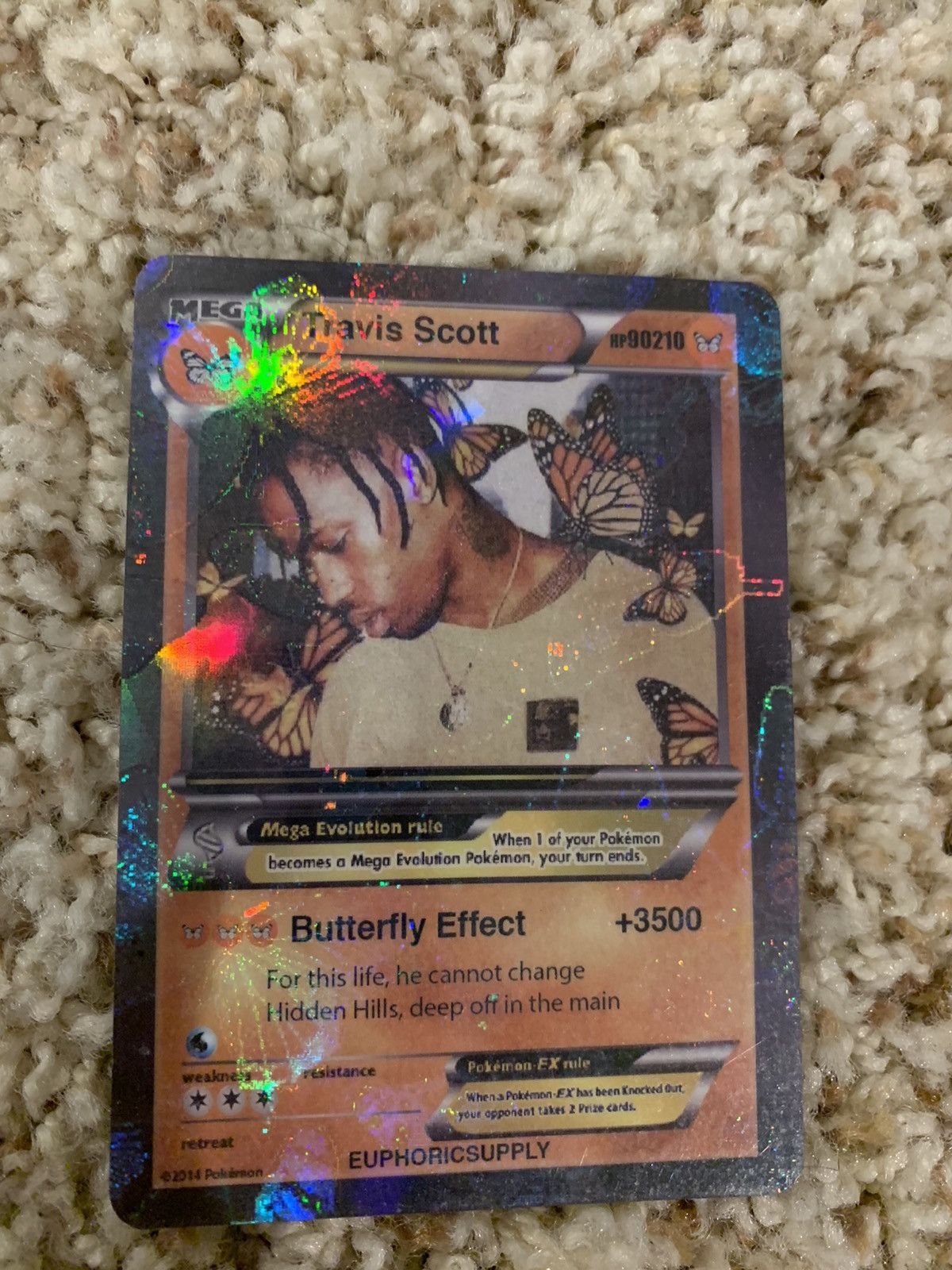 Custom Euphoric Supply Travis Scott Butterfly Effect Holo Card | Grailed