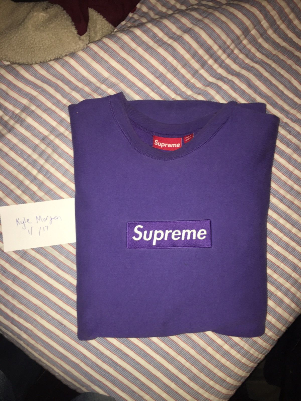 Supreme Purple Box Logo Crewneck | Grailed