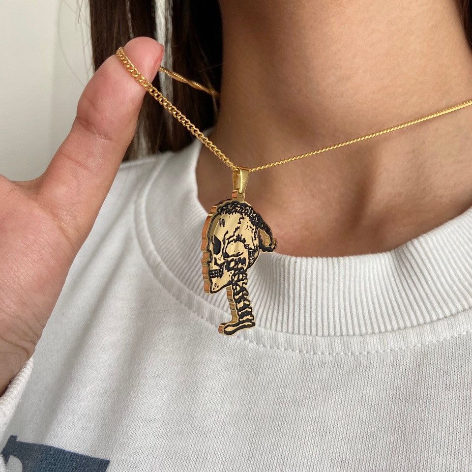 Custom Custom XXXTENTACION Skull Gold Pendant Chain | Grailed