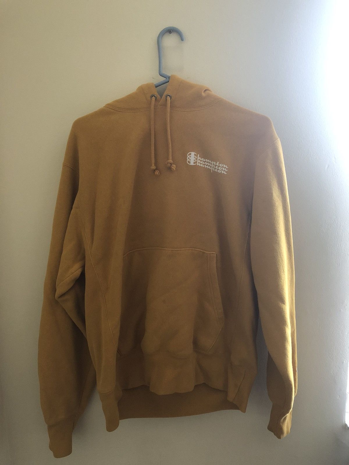 Champion champion hoodie triple script reverse weave | Grailed