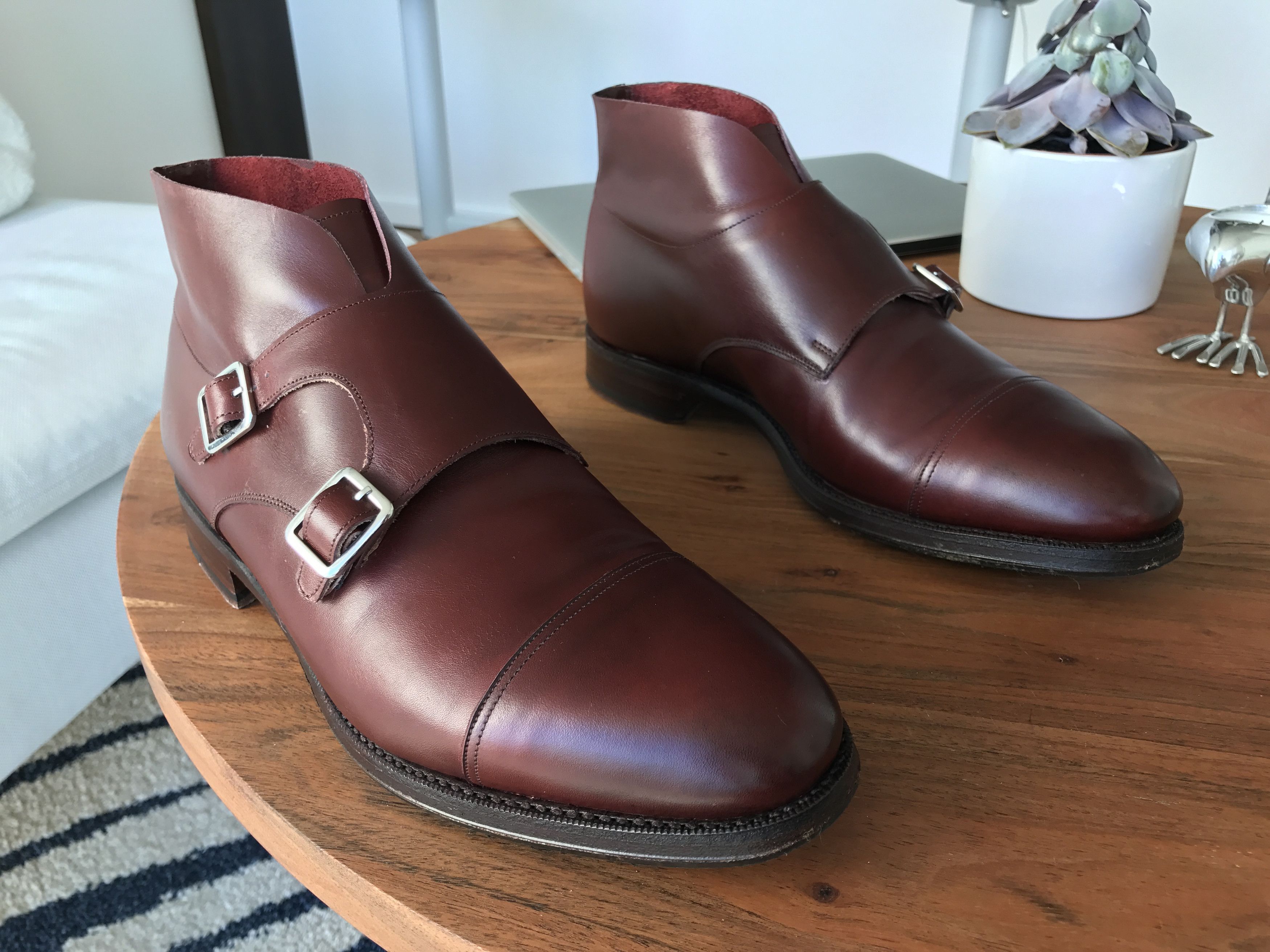 Meermin Double monk boot in burbundy calf | Grailed