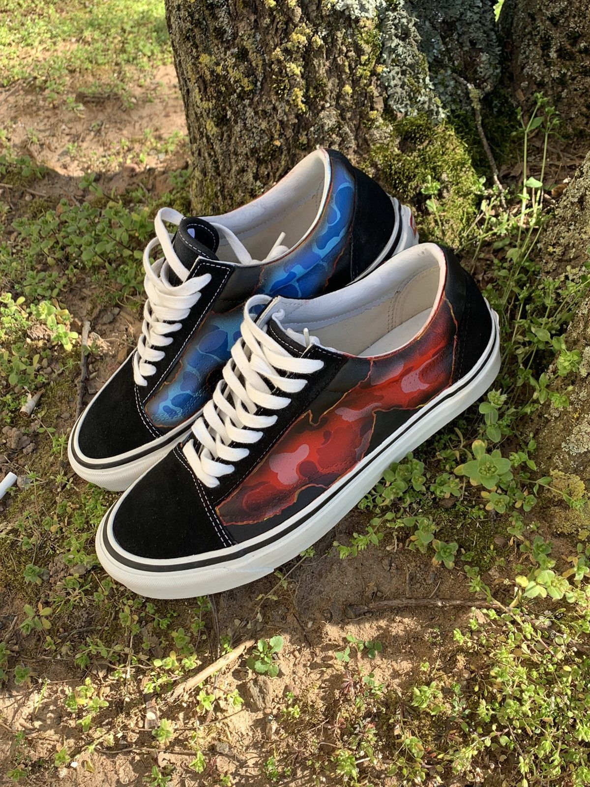 Vans Custom burning camo vans | Grailed