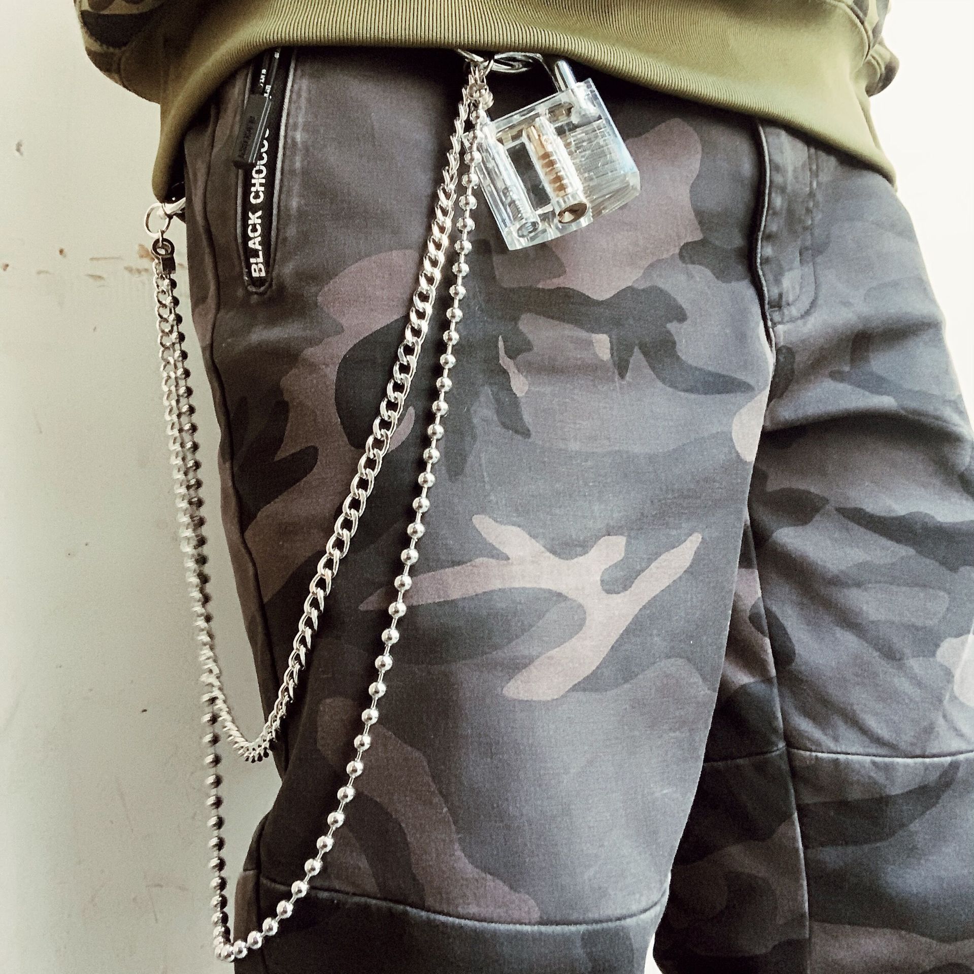 Vintage Silver chain lock street pants chain | Grailed
