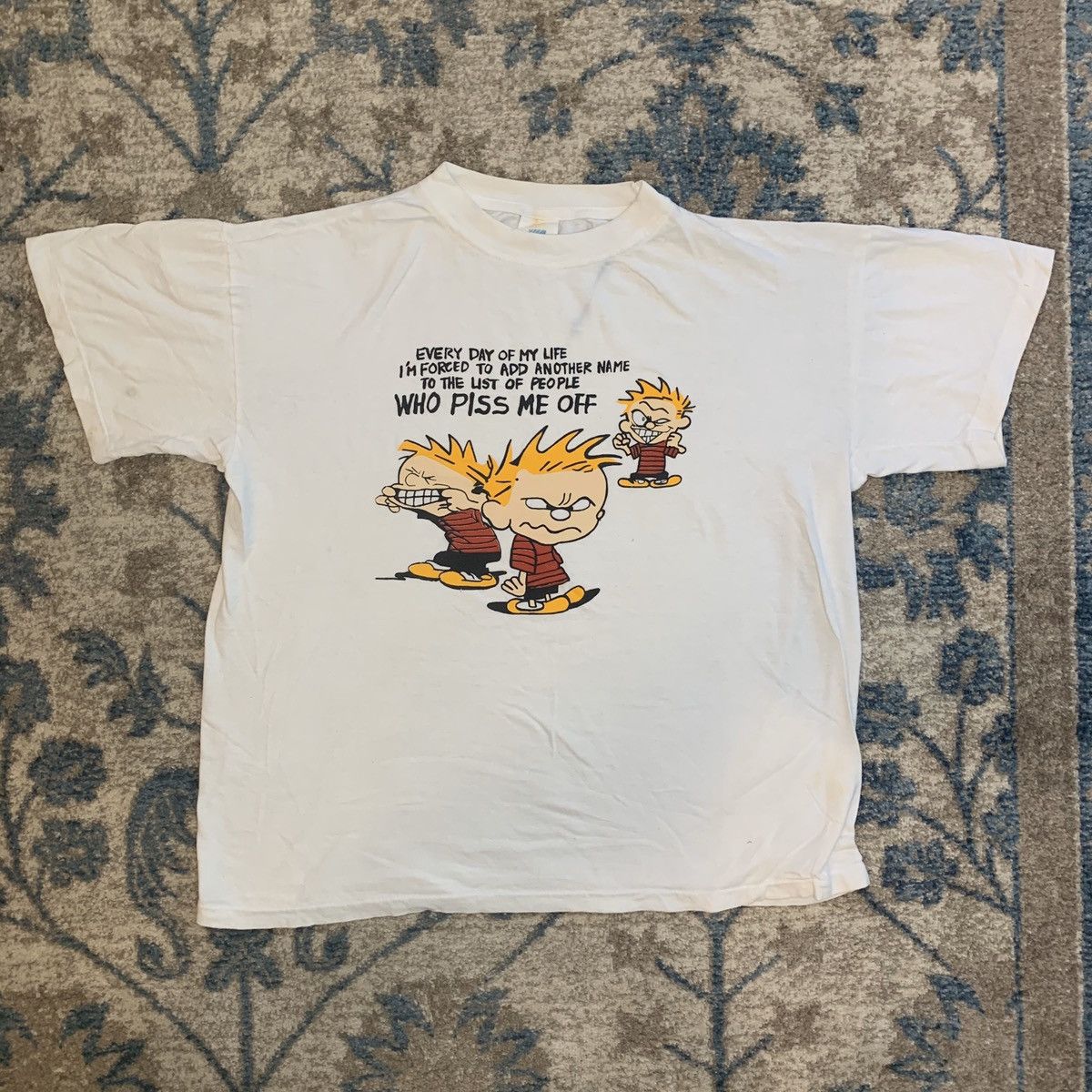Vintage Vintage Calvin And Hobbes Angry Calvin Tee Comedy White | Grailed