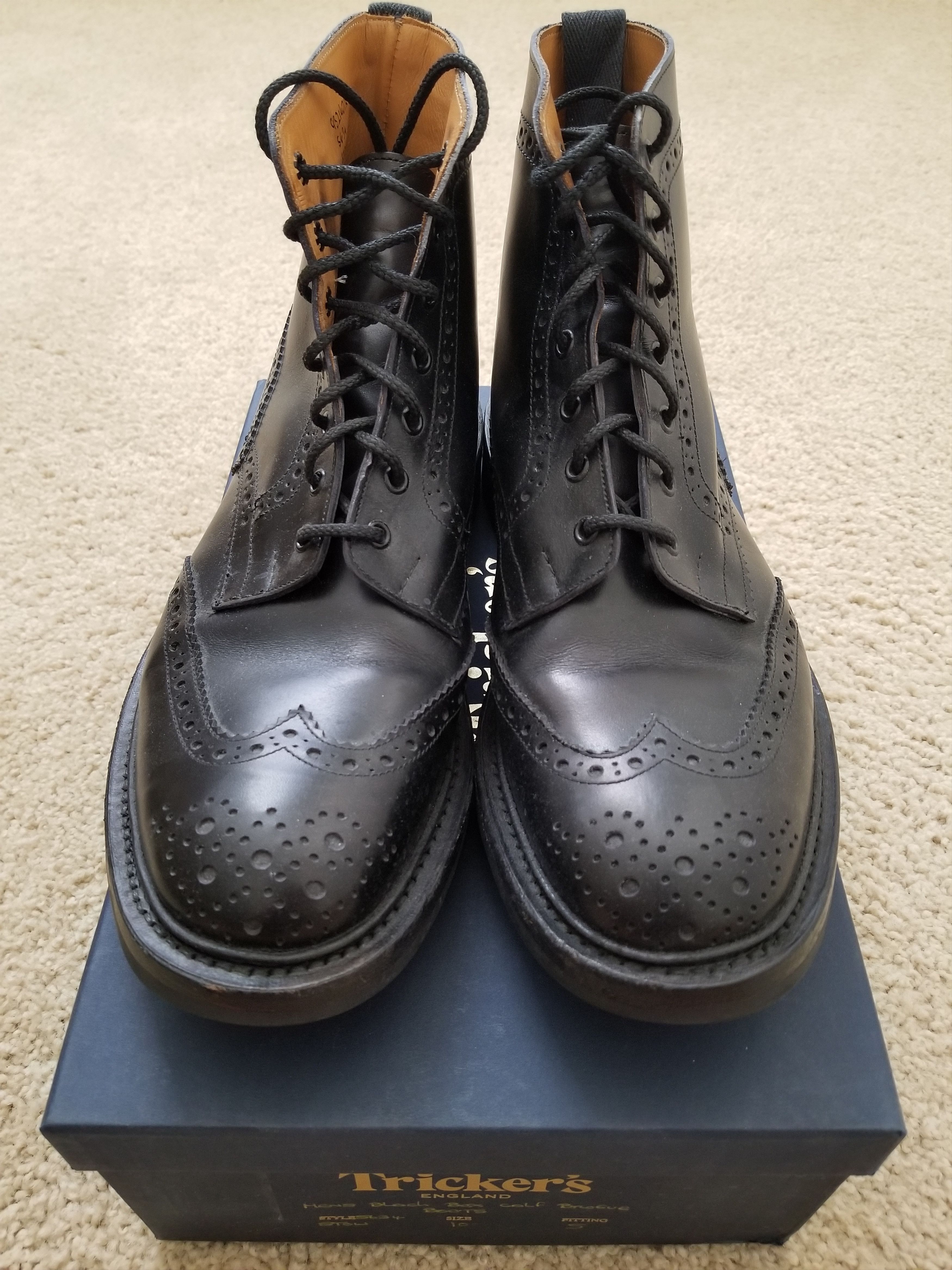 Trickers Black Calf Brogue Boots Stow | Grailed