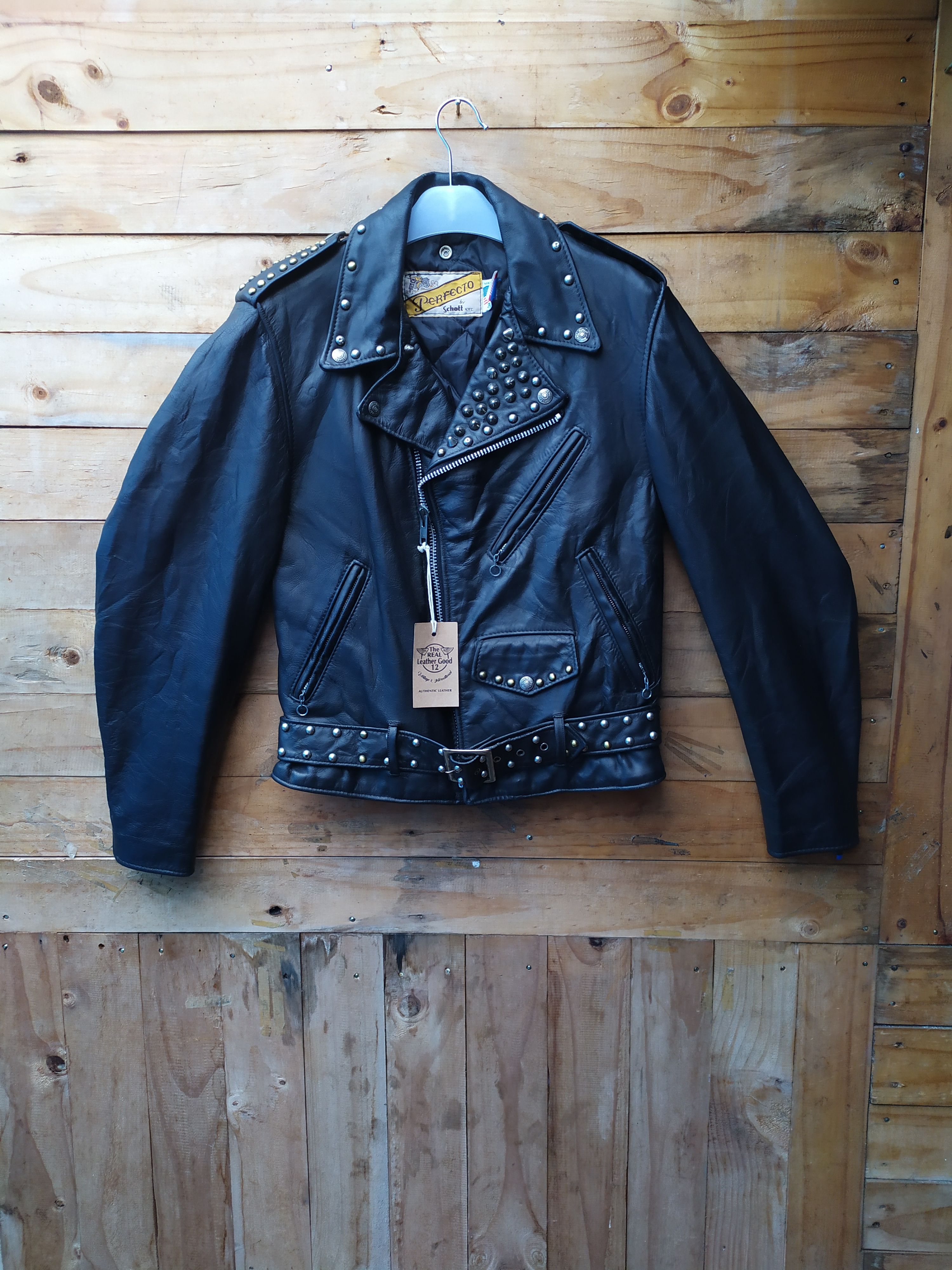 Schott SCHOTT PERFECTO 618 LEATHER LOGO SKULL HELLS ANGEL JACKET | Grailed