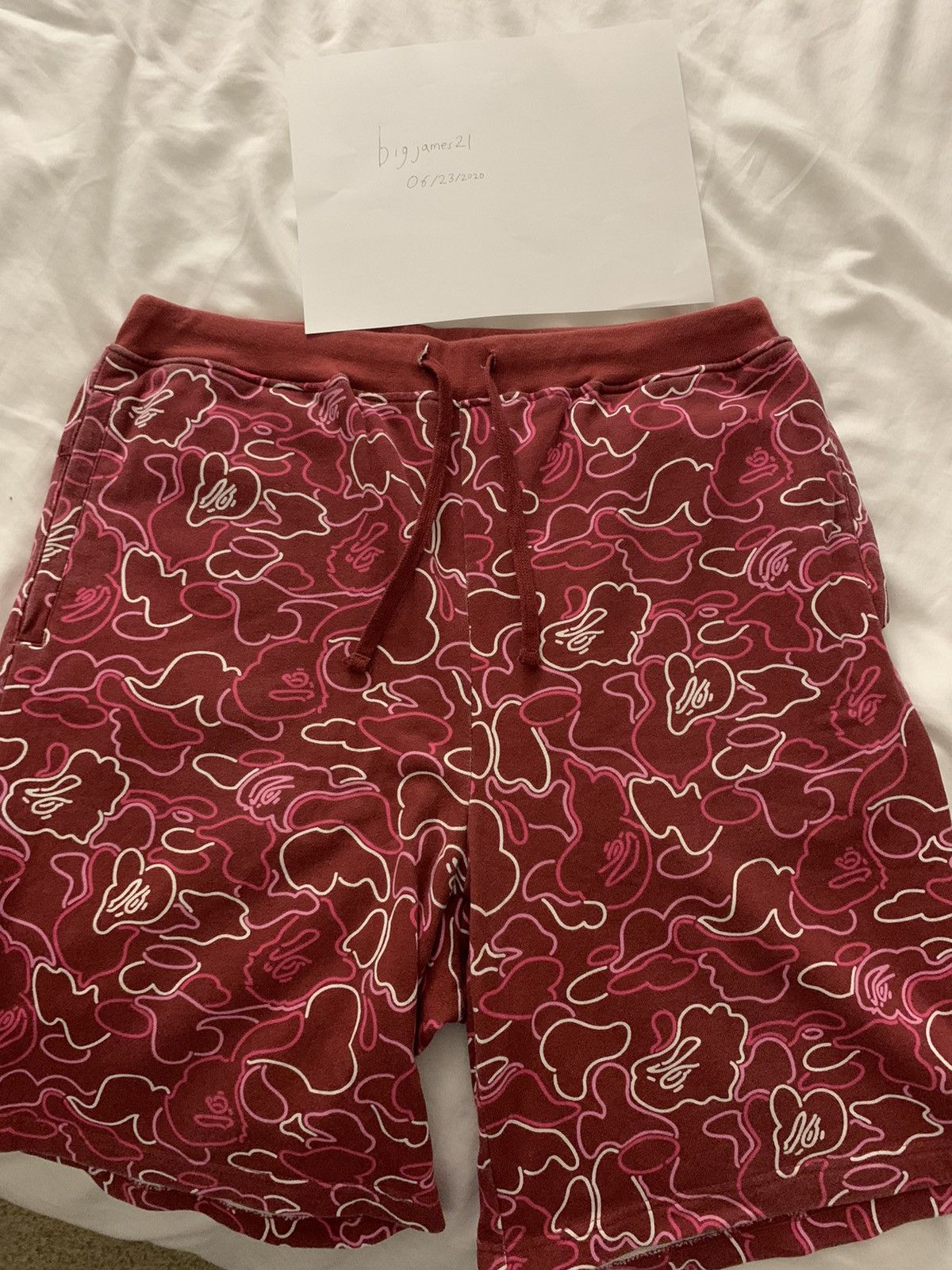 Bape Bape A Bathing Ape Neon Red Camo Shorts | Grailed
