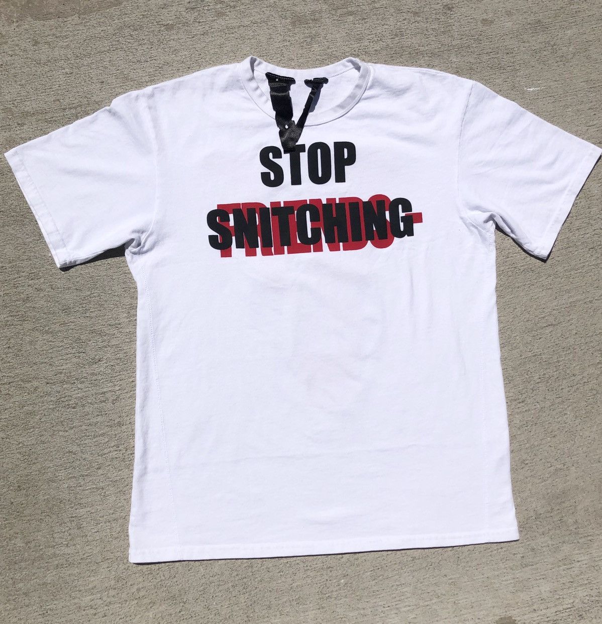 Vlone VLONE FRIENDS STOP SNITCHING NO CAP Tee Shirt | Grailed