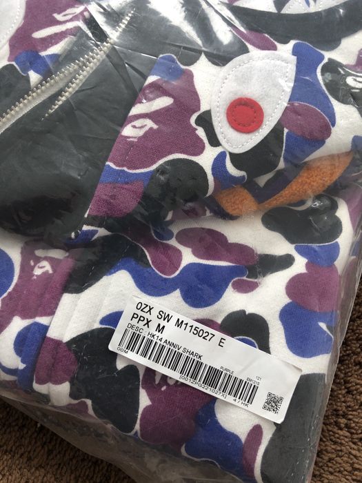 Bape BAPE HONG KONG 14TH ANNIVERSARY SHARK FULL ZIP DOUBLE HOODIE | Grailed