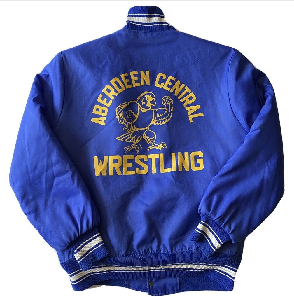 Vintage Aberdeen Highschool 80s Sherpa Lined Wrestling Bomber Jacket ...