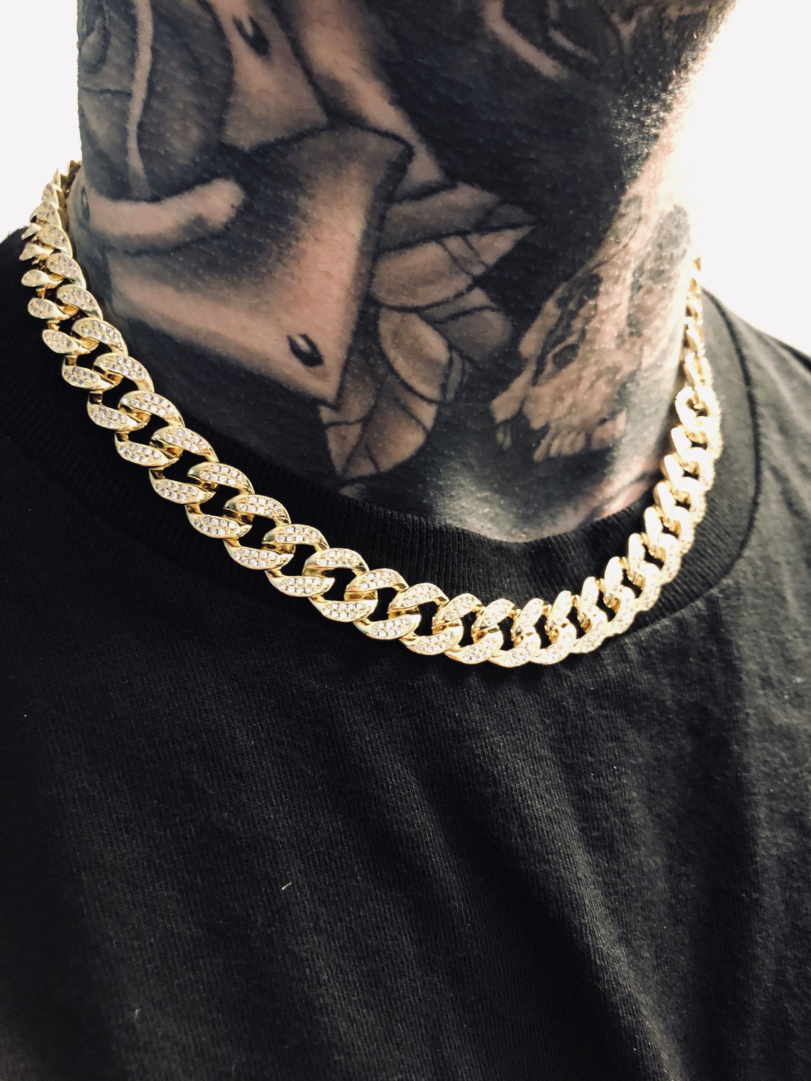 Custom 18 inch 18k gold iced CZ Miami Cuban Link chain 12mm | Grailed