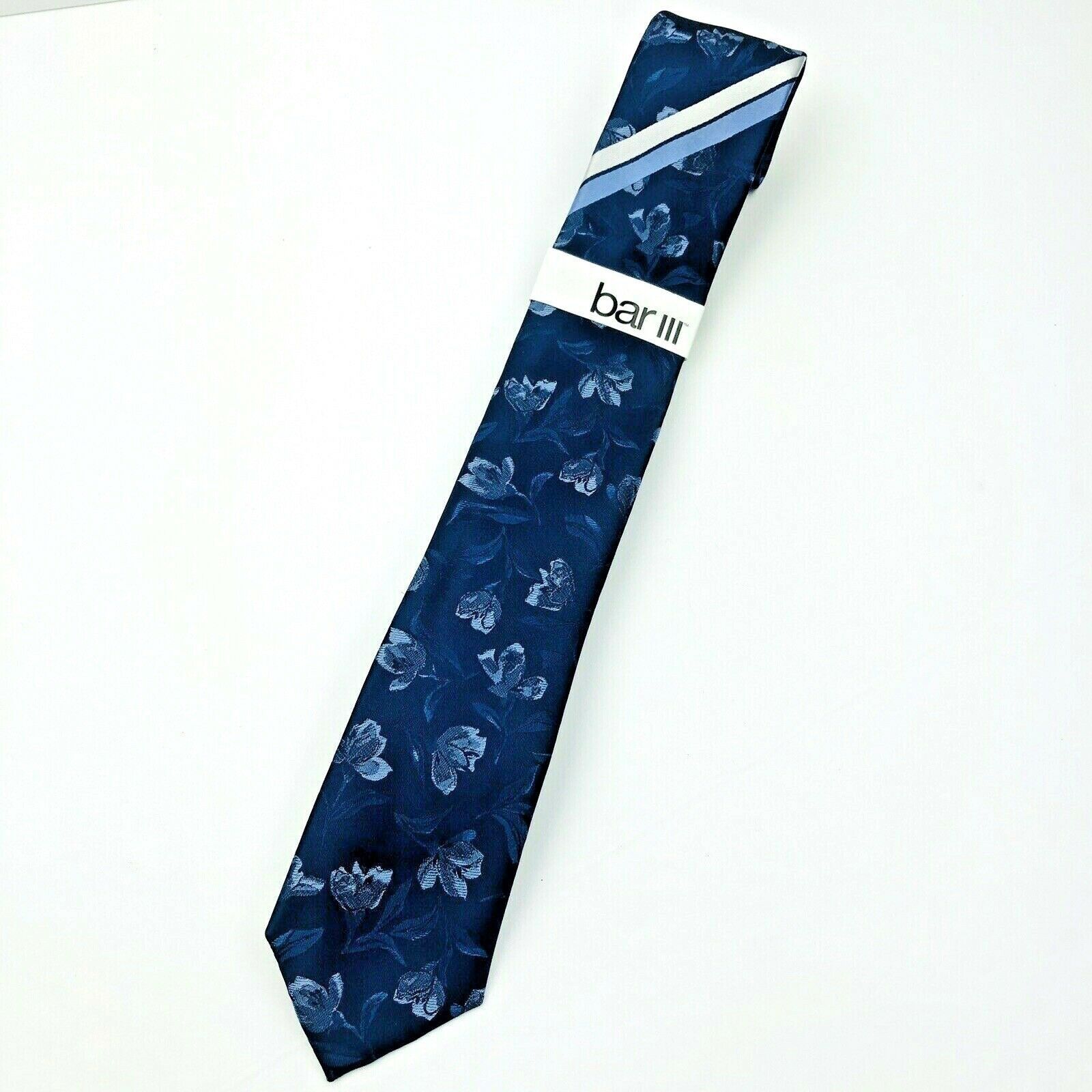 Bar Iii Bar III Park Floral Navy Blue Skinny Striped Neck Tie | Grailed