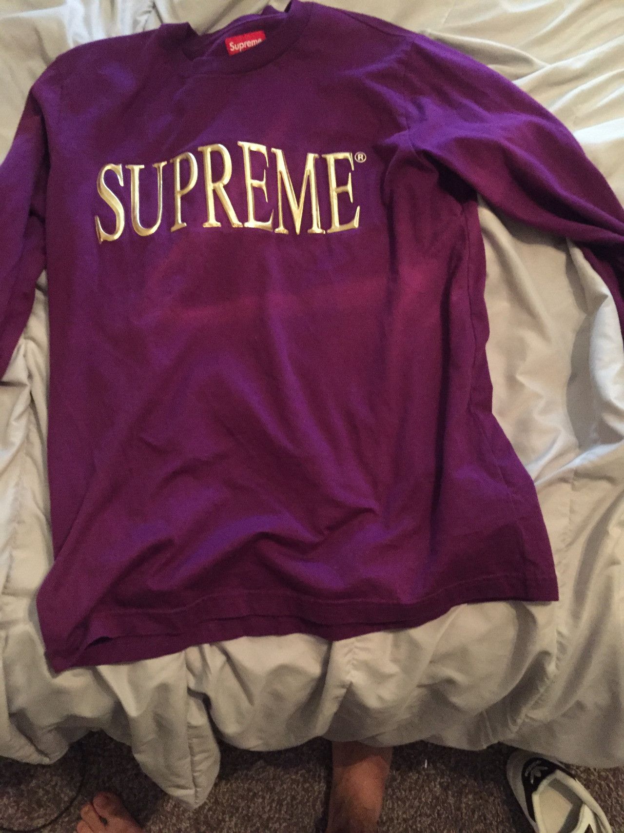 Supreme Gold logo LS | Grailed