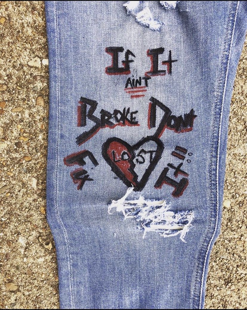 Custom × Streetwear × Vintage Custom distressed denim | Grailed