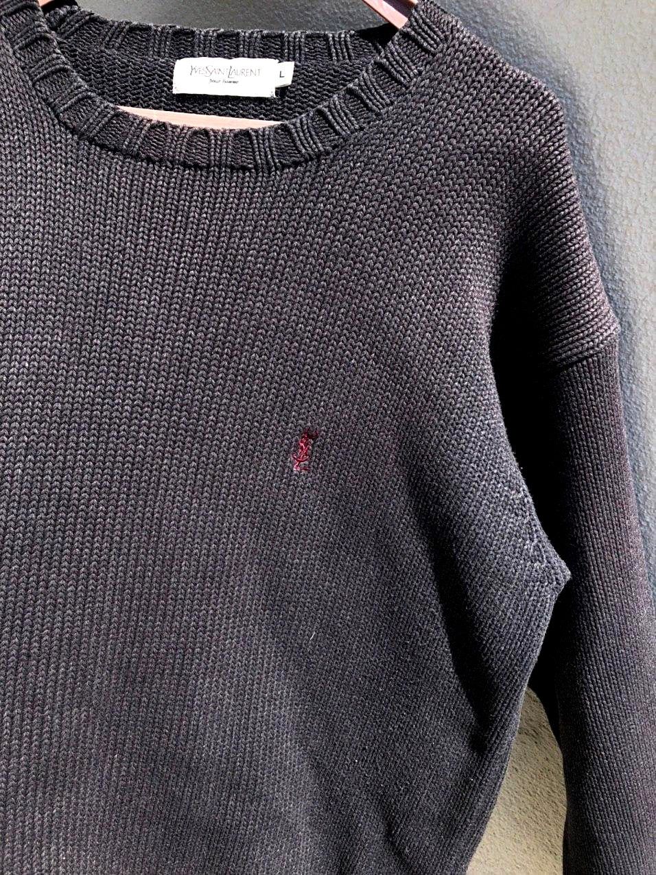 Yves Saint Laurent Last price🔥Grey YSL Logo Knit Sweater | Grailed
