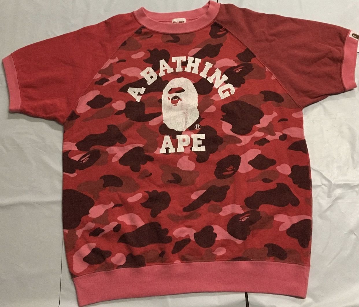 Bape Bape red camo crew neck sweatshirt S-M | Grailed