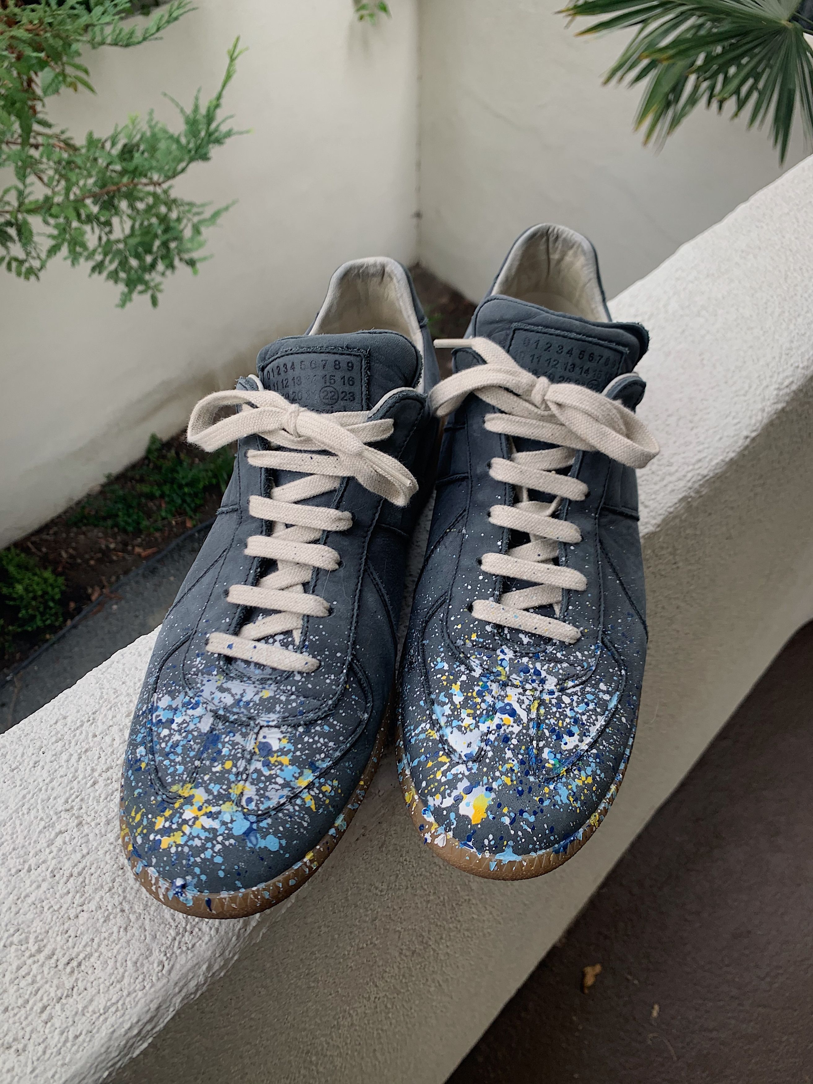 Maison Margiela Maison Margiela “GATS” Paint Splatter Navy | Grailed