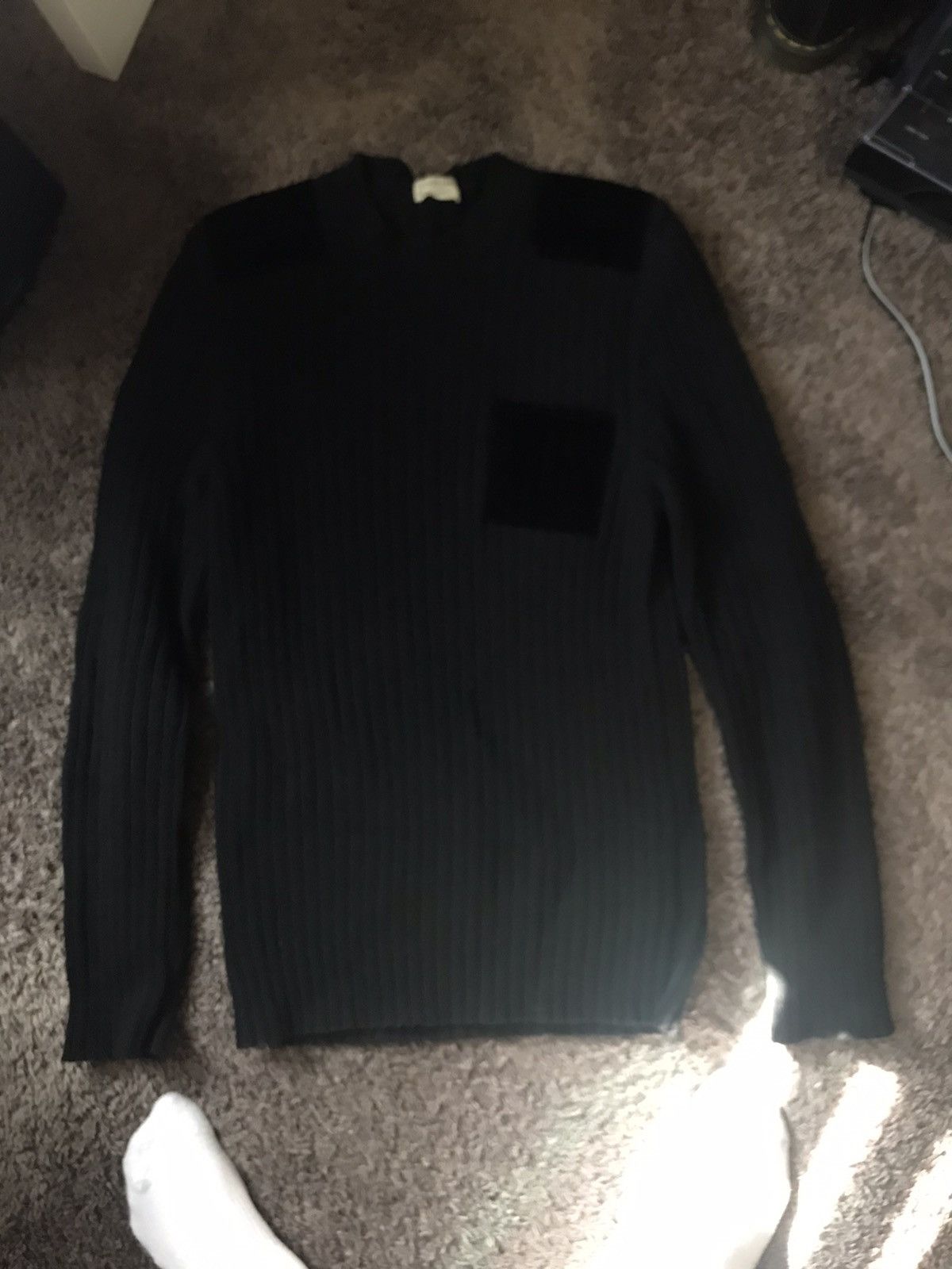 Helmut Lang Helmut Lang AW98 Ribbed Military Sweater Velvet Panelling ...