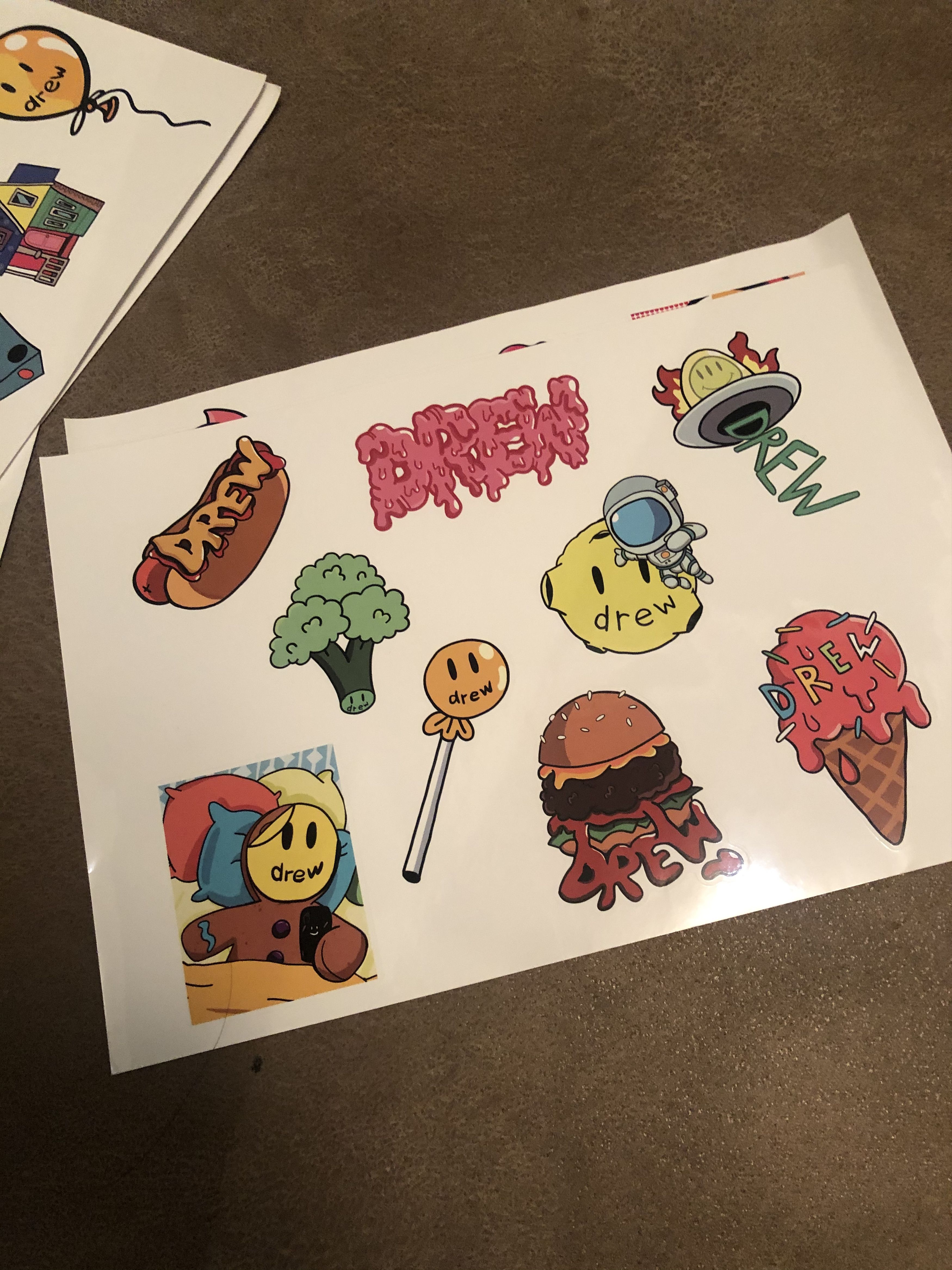 Drew House × Justin Bieber Drew House Sticker Sheet | Grailed