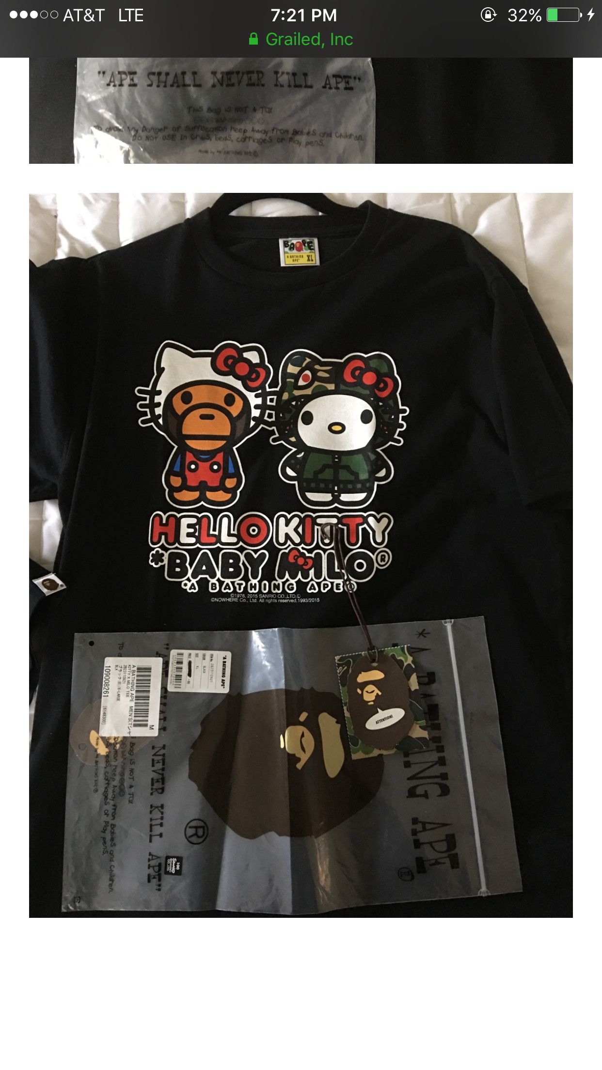 Bape Hello Kitty X baby milo tshirt | Grailed