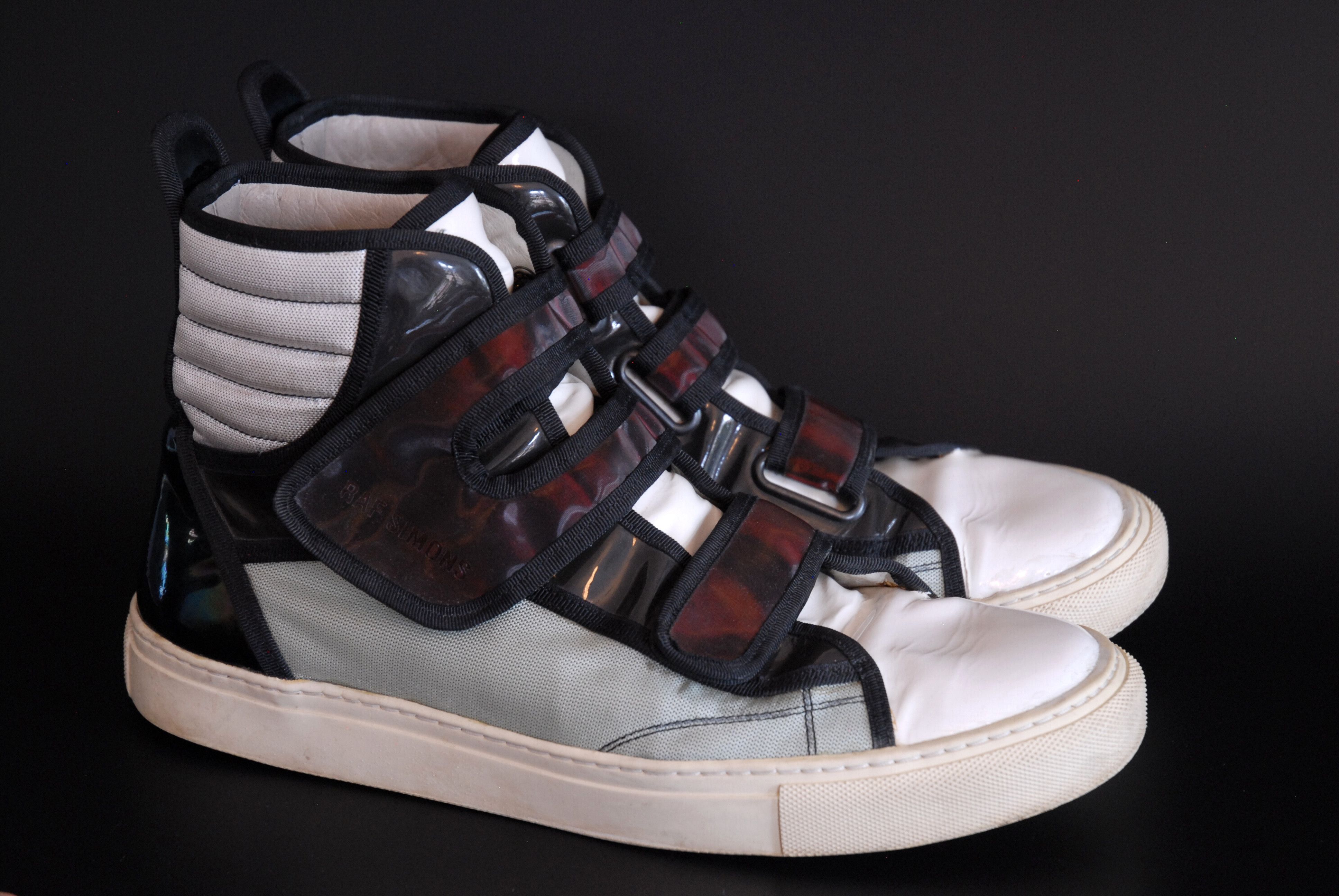 Raf Simons Raf Simons SS13 Holographic Velcro Hi-Top Sneakers | Grailed