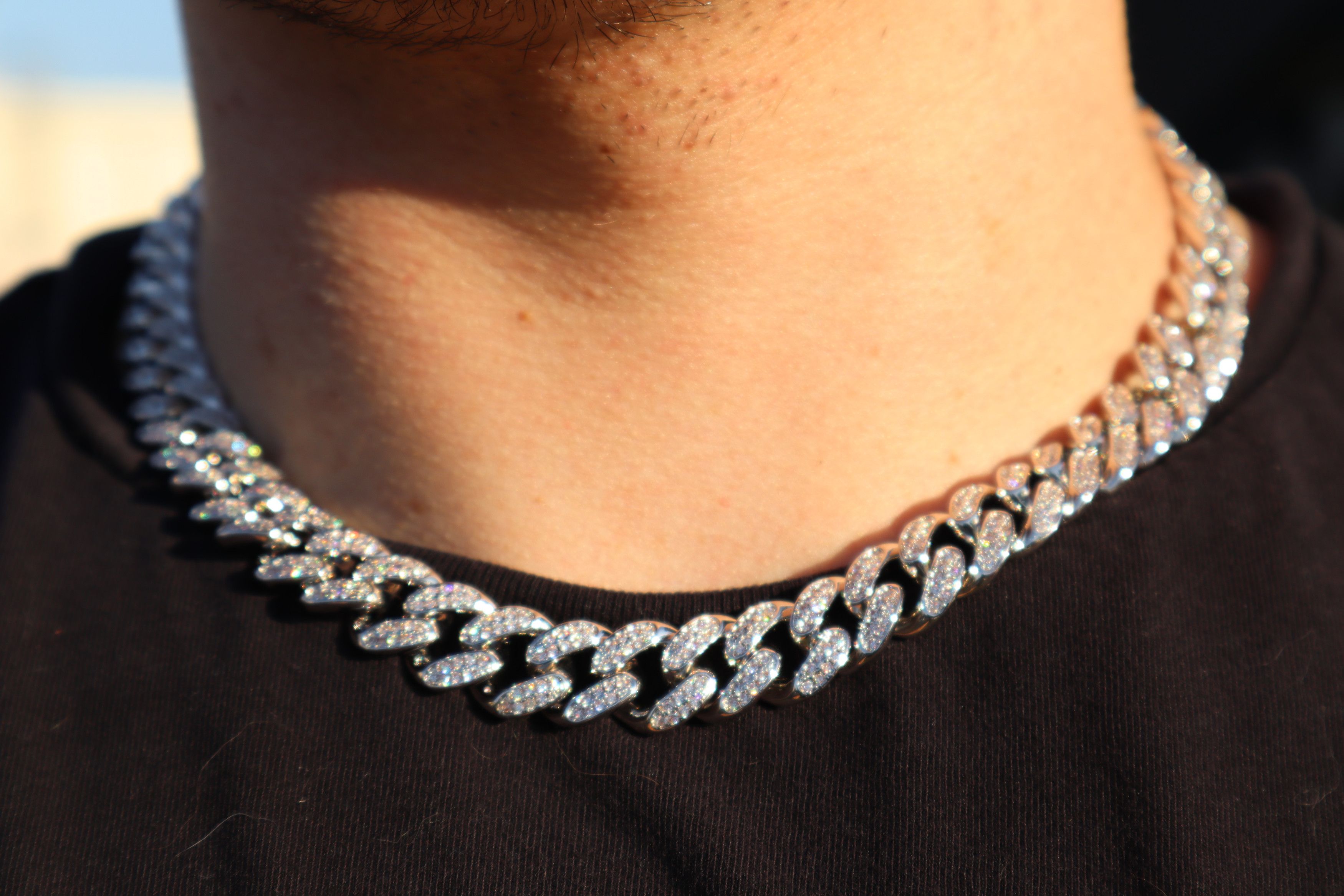 Custom 18 inch 14k white gold iced CZ Miami Cuban Link chain 12mm | Grailed