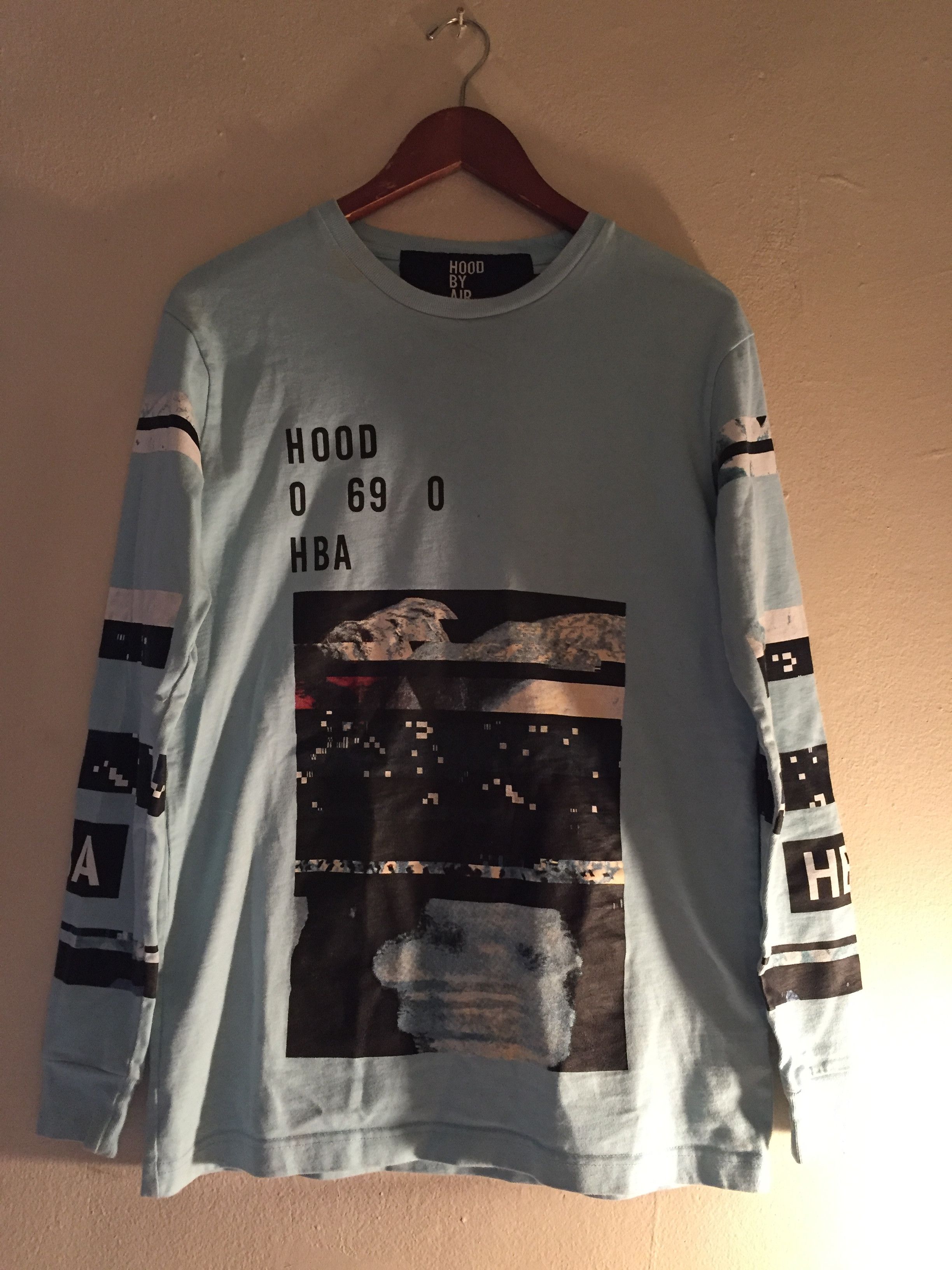 Hood By Air Baby Blue Long Sleeve HBA graphic logo | Grailed