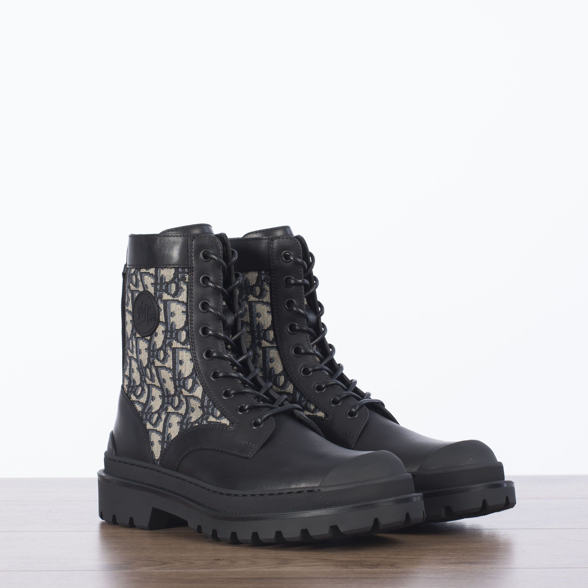 Dior Explorer Calfskin Ankle Boots In Beige/Black Dior Oblique | Grailed