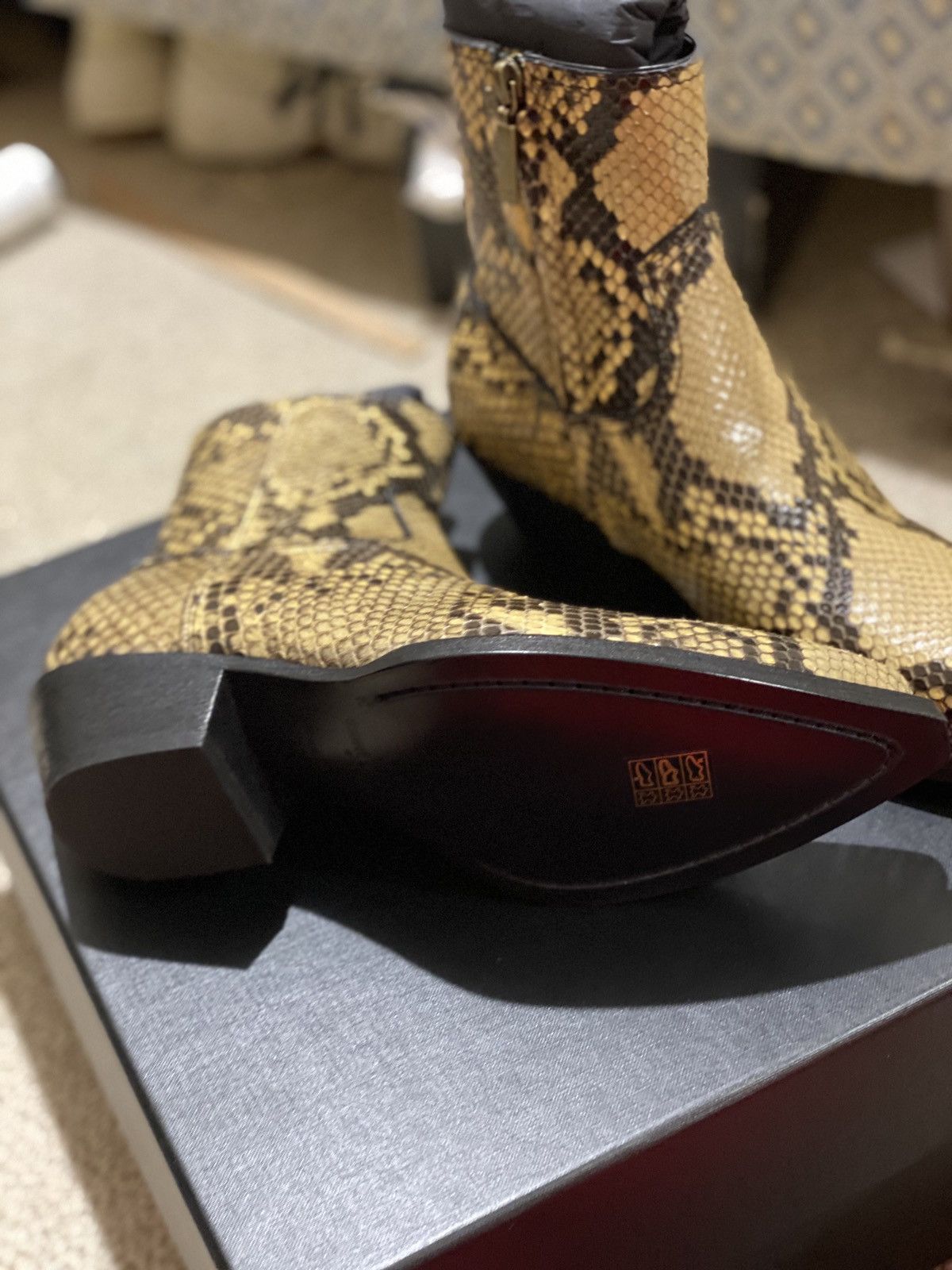 Saint Laurent Paris × Yves Saint Laurent Lukas Boots In Python | Grailed