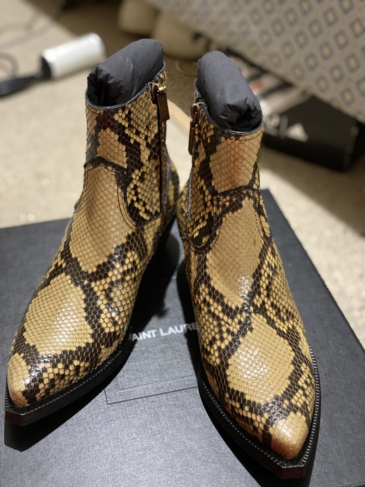 Saint Laurent Paris × Yves Saint Laurent Lukas Boots In Python | Grailed