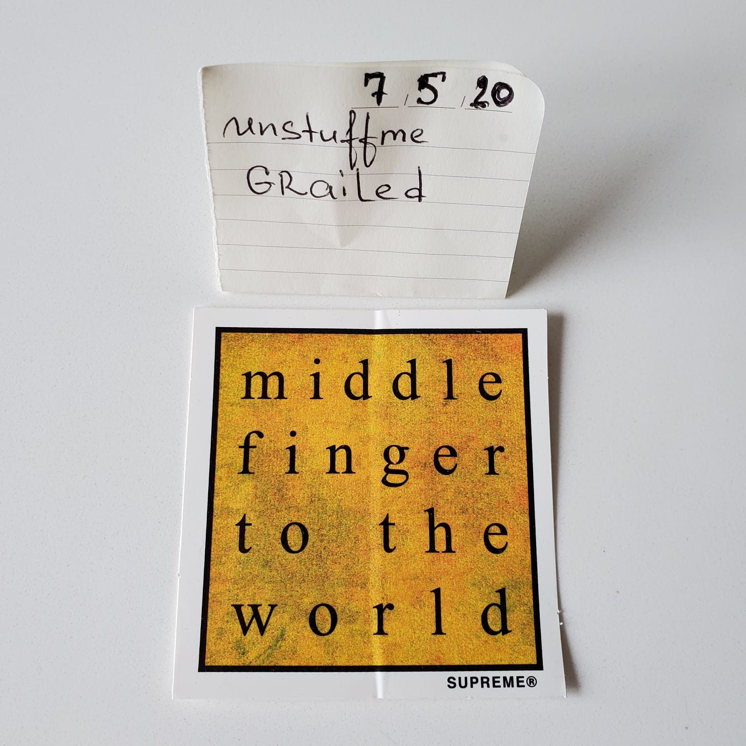 Supreme SUPREME Middle Finger To The World Sticker Logo, 3in | Grailed