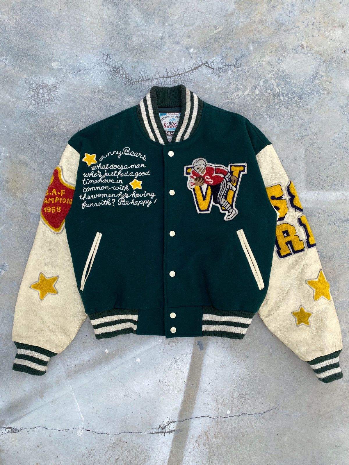 Varsity Jacket × Vintage ‘Funny Bear’ Letterman Varsity Jacket | Grailed