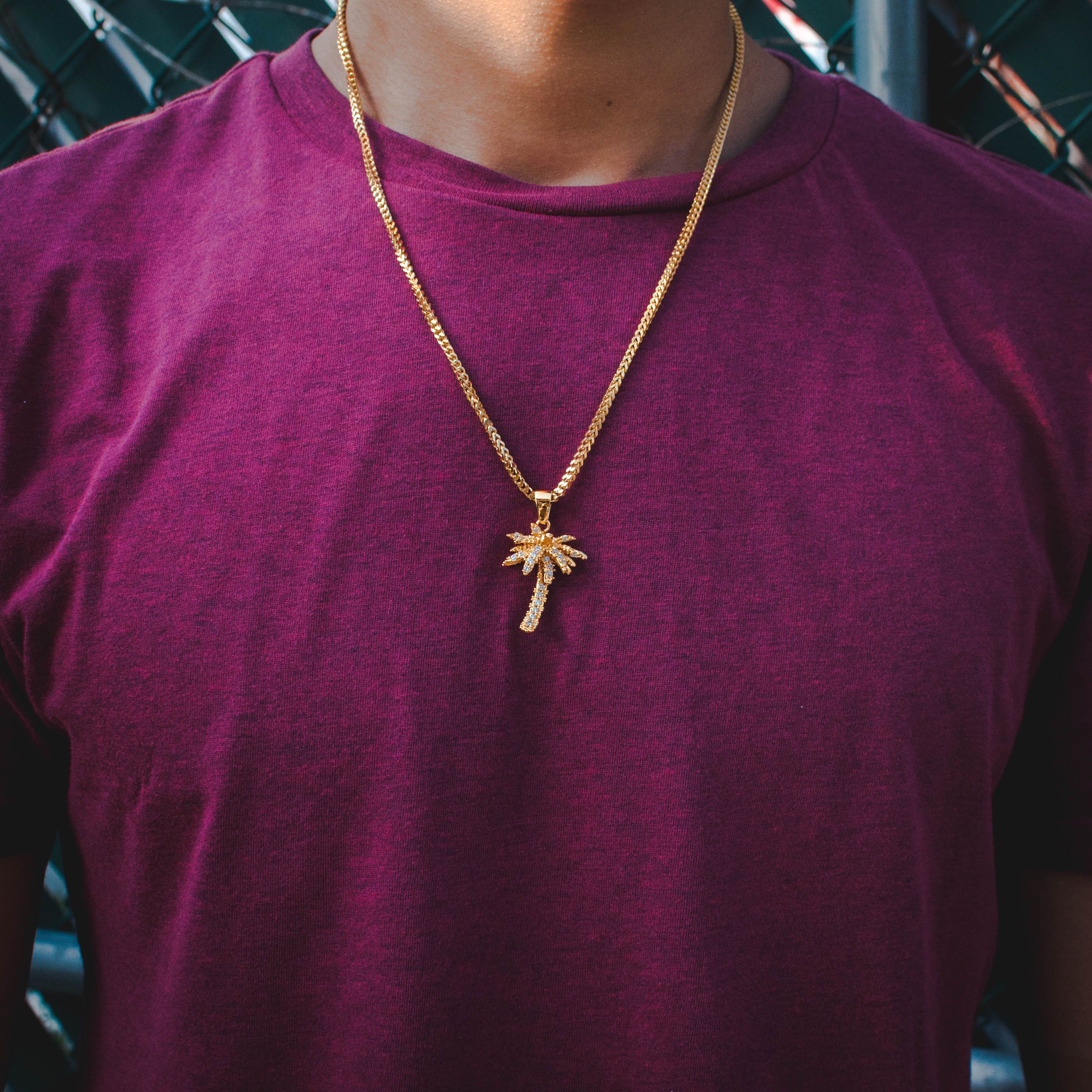 Other 18k Yellow Gold Iced Out Diamond Palm Tree Chain Necklace | Grailed
