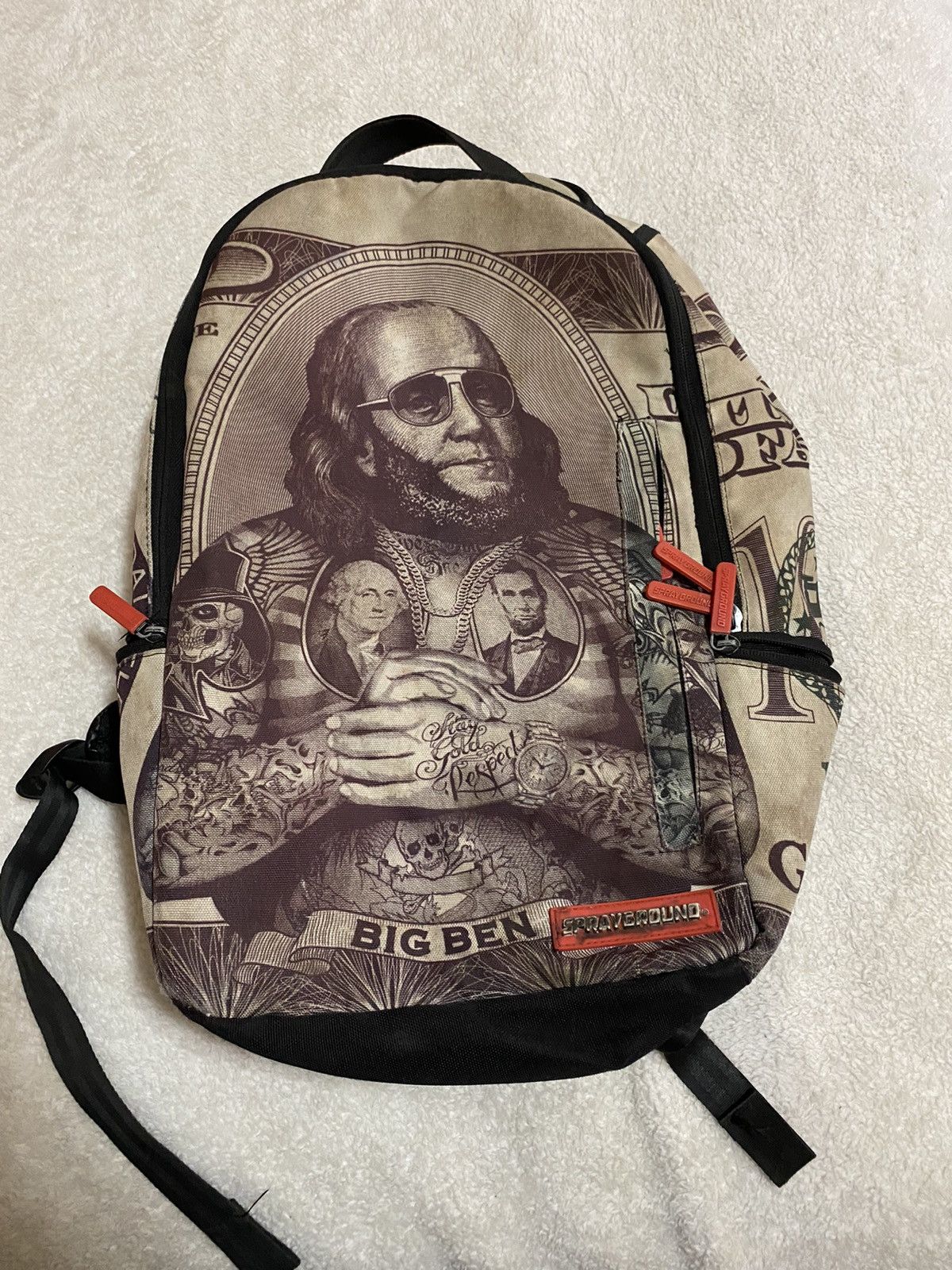 Sprayground × Vintage big ben 100 dollar bill sprayground bag | Grailed