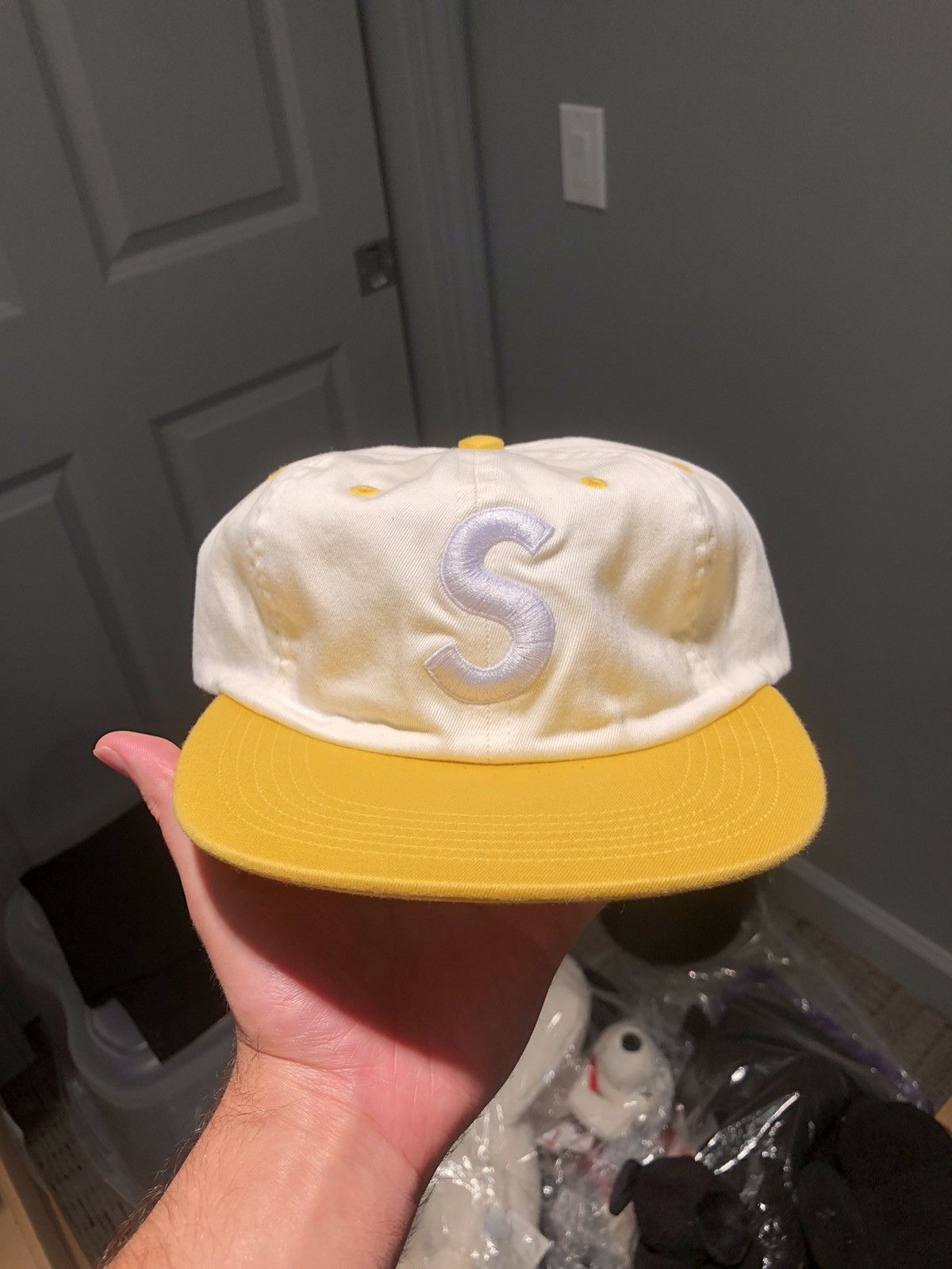 Supreme Supreme S Logo 2 Tone Washed Yellow 6-Panel Hat | Grailed
