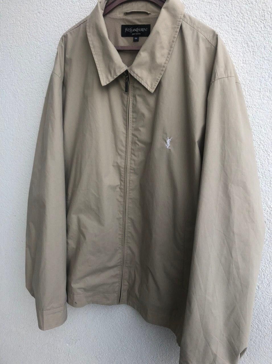 Yves Saint Laurent Beige YSL Logo Harrington Jacket | Grailed