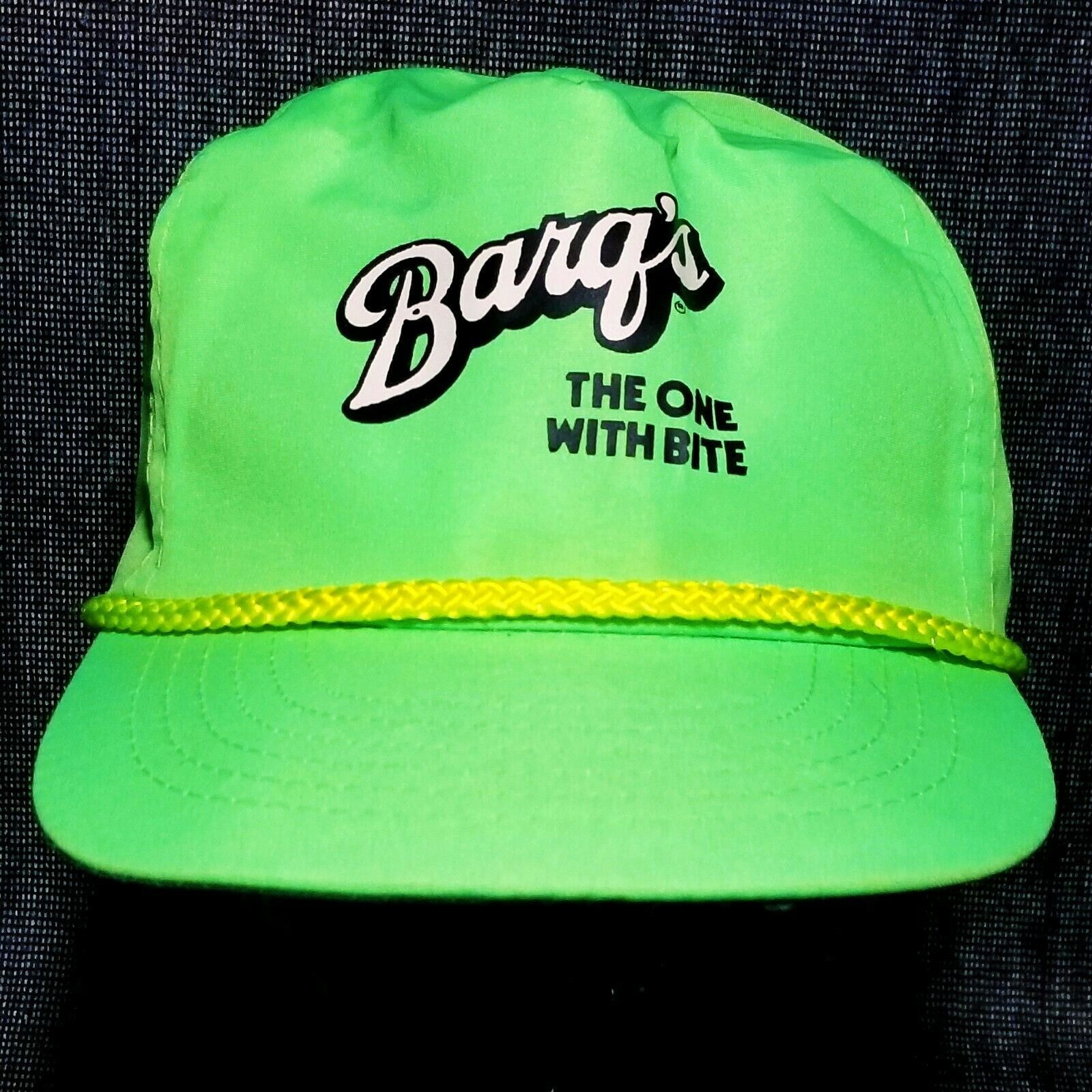 Vintage BARQS ROOT BEER Neon Green Strapback Hat Braid Rope | Grailed