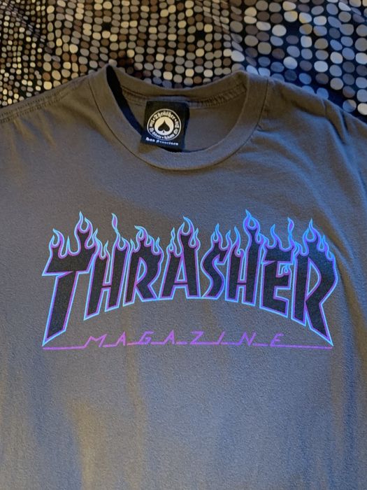 Thrasher Thrasher Blue Flames Tee | Grailed