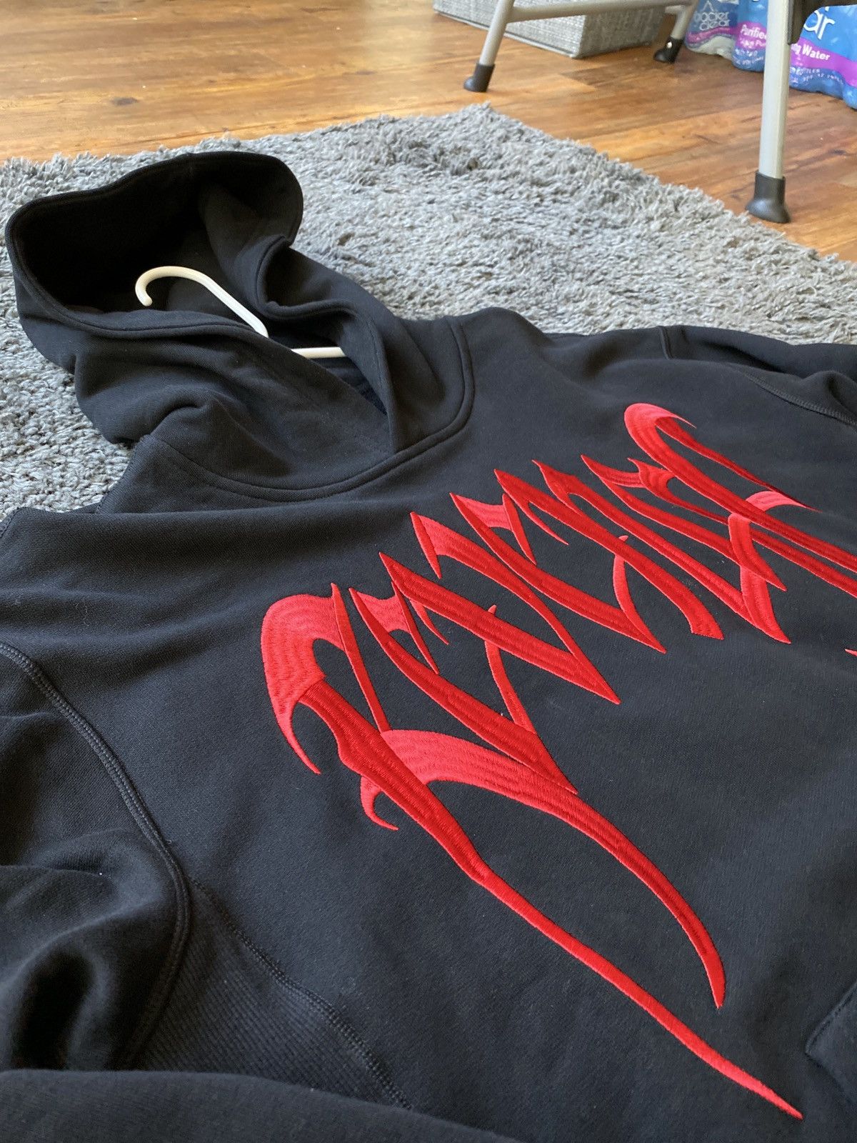 Revenge Revenge Embroidered Logo Hoodie BLACK RED | Grailed