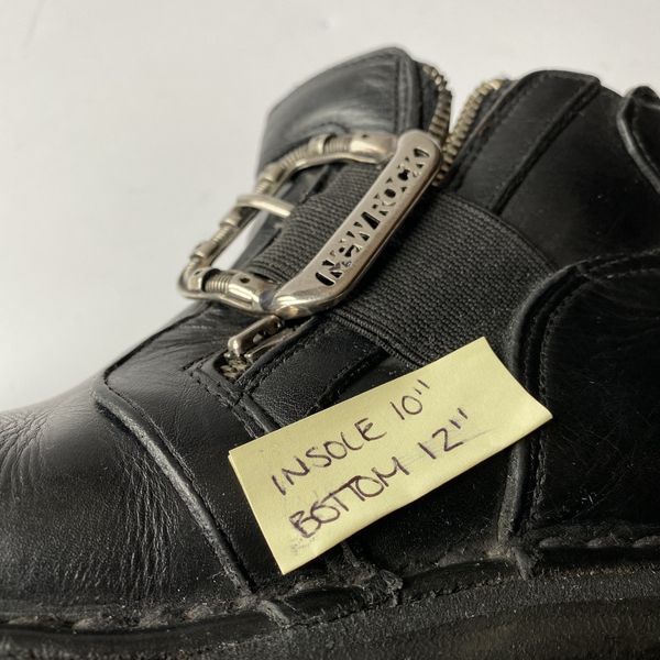 New Rock New Rock Leather Mid Height Metal Heel Gothic Rocker Boots ...