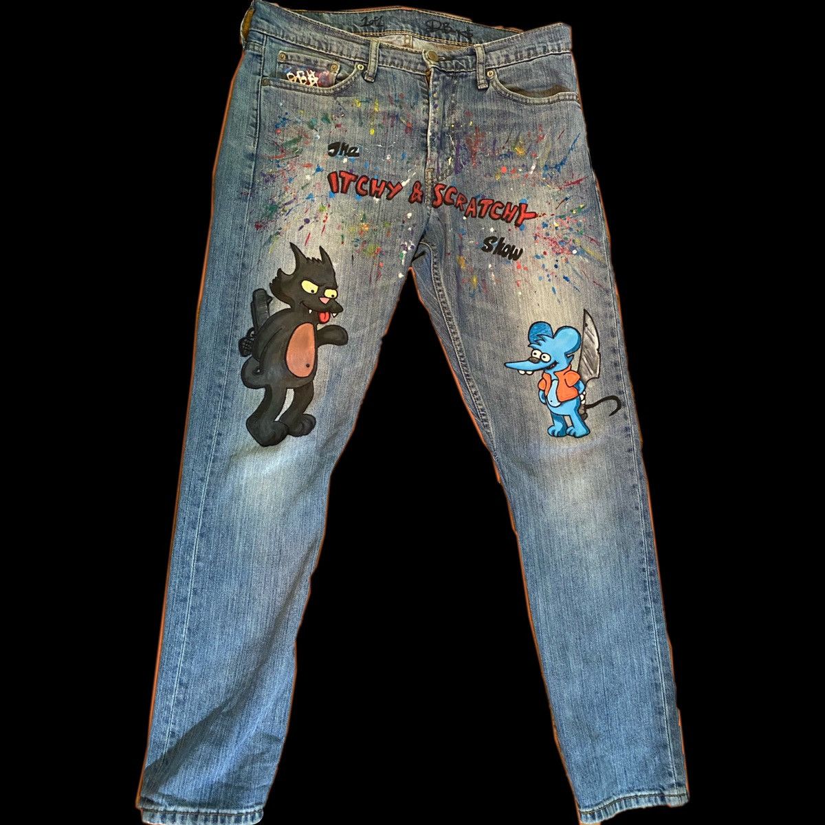Custom × Levi's Itchy and scratchy custom denim jeans | Grailed